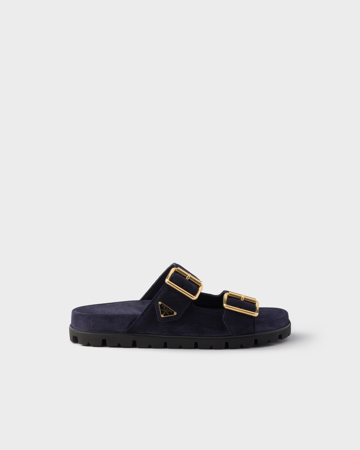 Navy Suede Strap Slides | PRADA