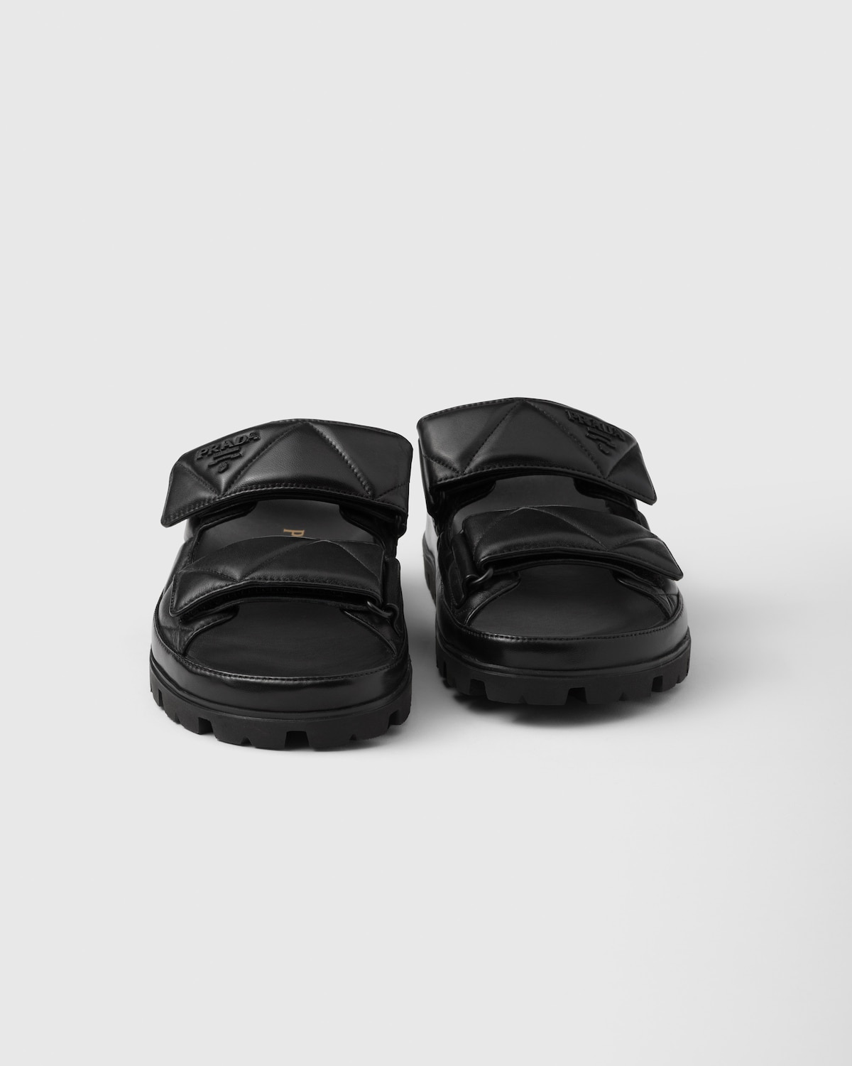 Black Padded Nappa Leather Slides | PRADA