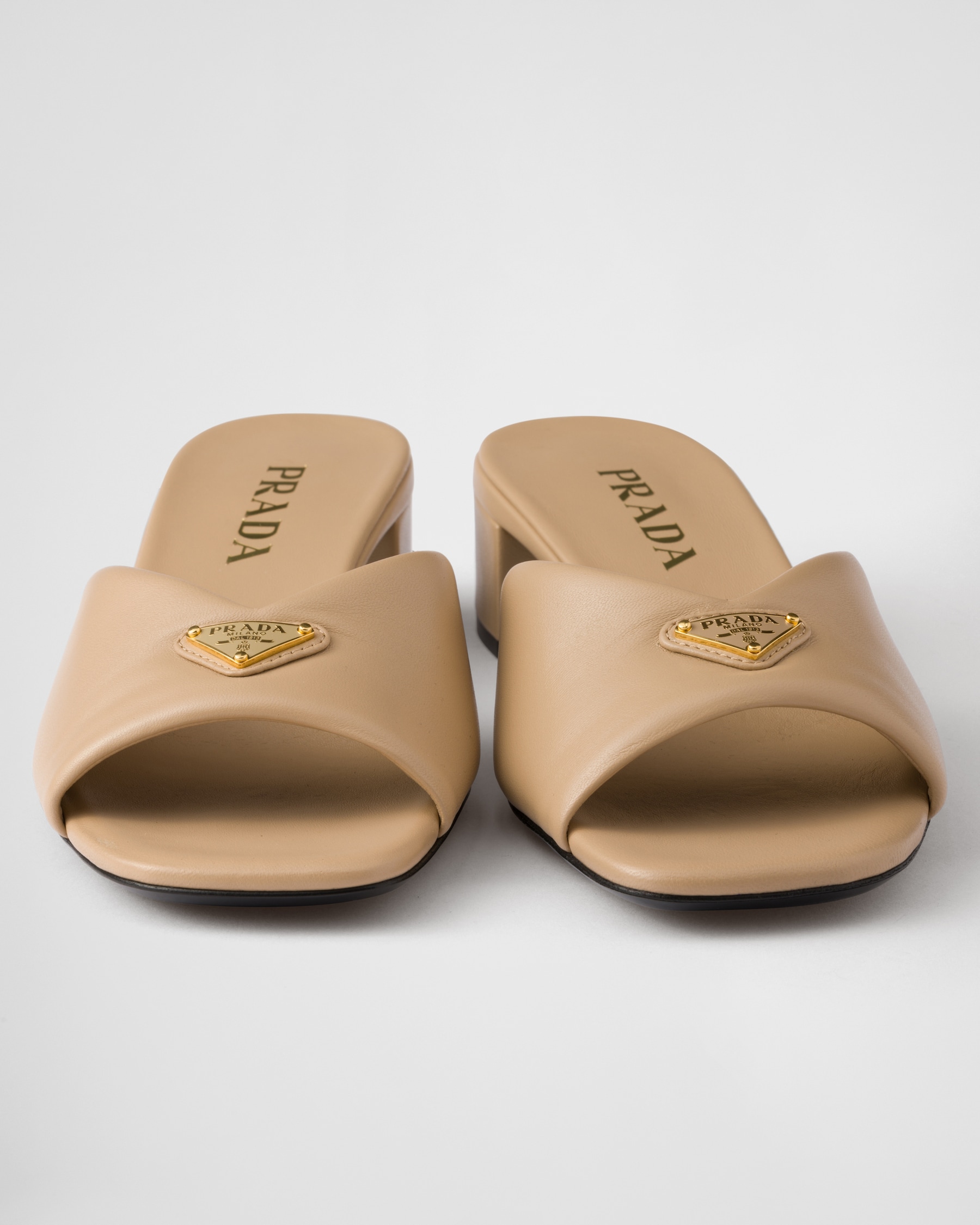 Sand Beige Padded Nappa Leather Sandals | PRADA