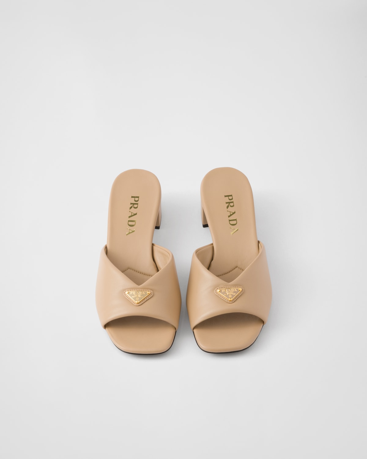 Sand Beige Padded Nappa Leather Sandals | PRADA
