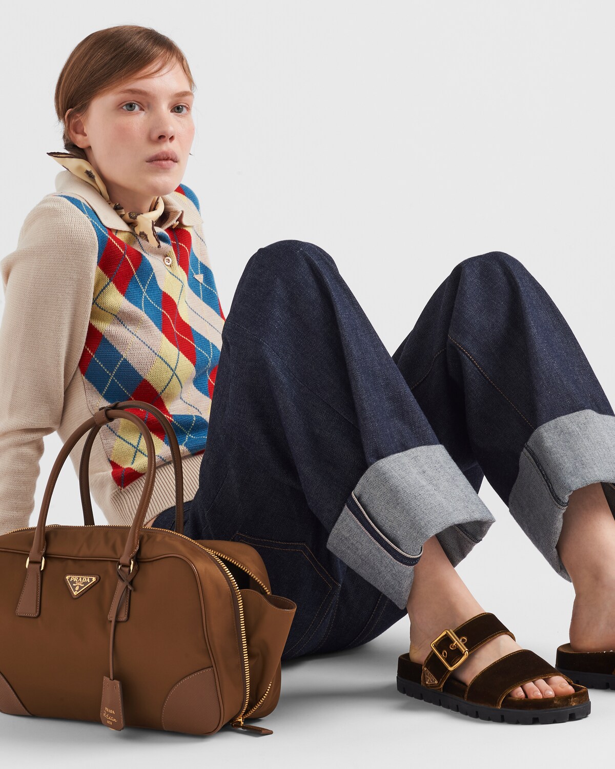 Oak Velvet Slides | PRADA