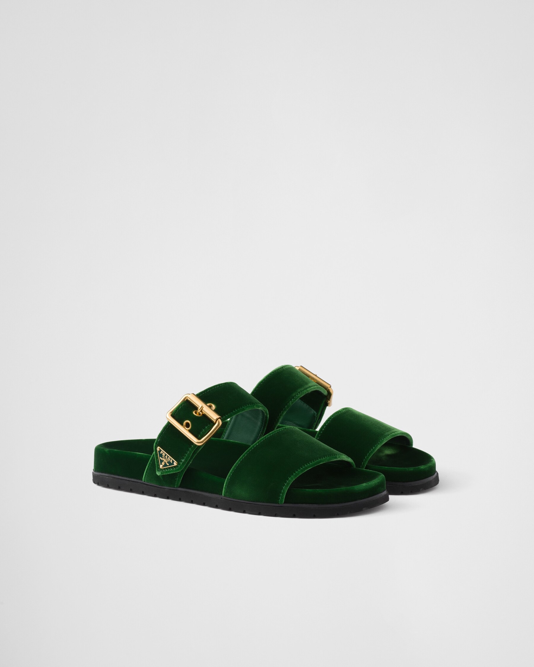 Laurel Green Velvet Slides | PRADA