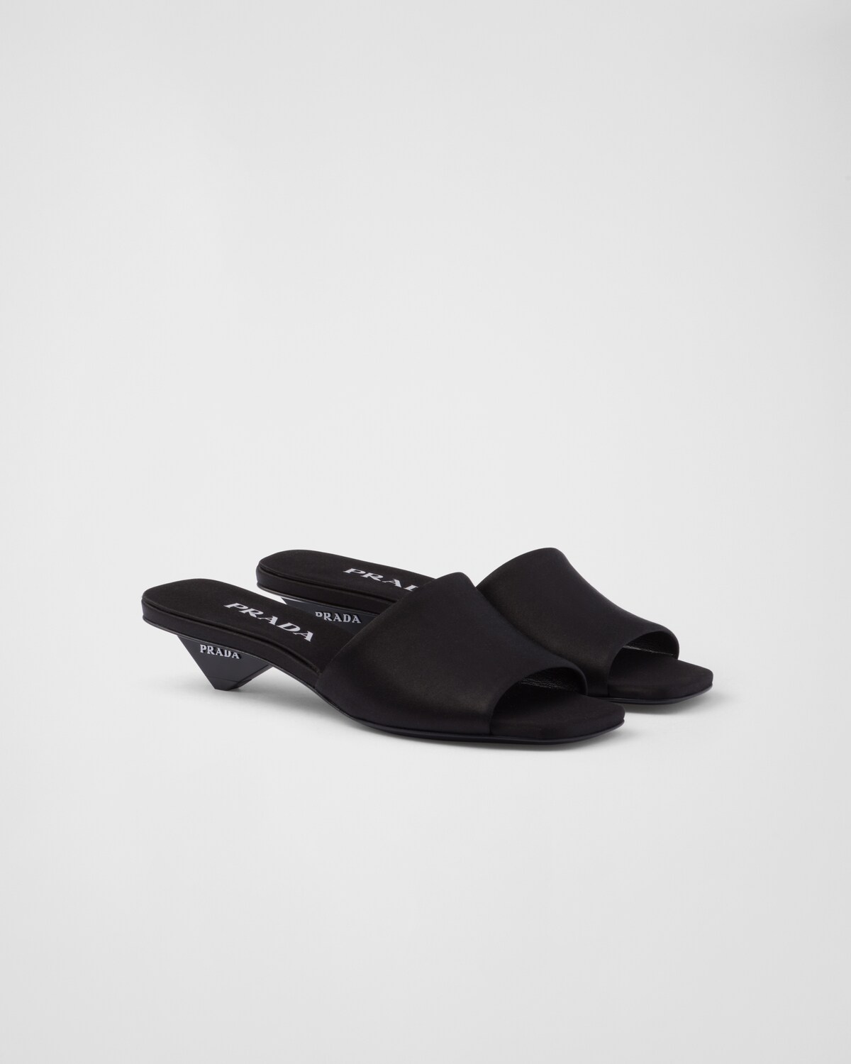 Black Satin Slides | PRADA
