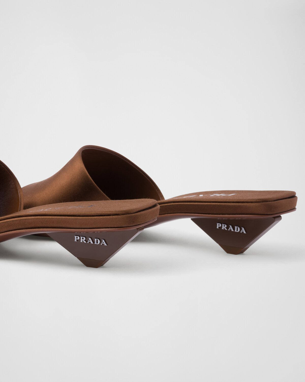 Tobacco Satin Slides | PRADA