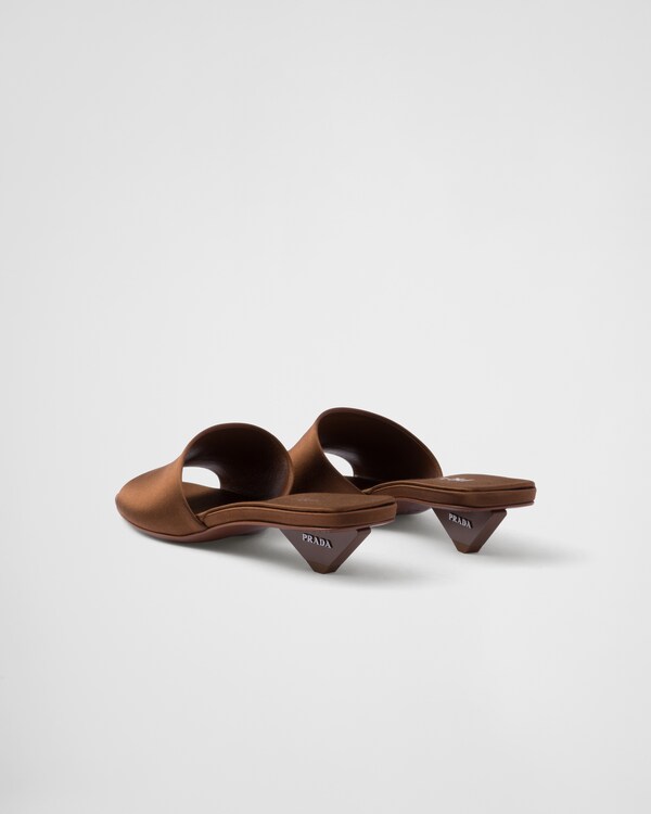 Tobacco Satin Slides | PRADA