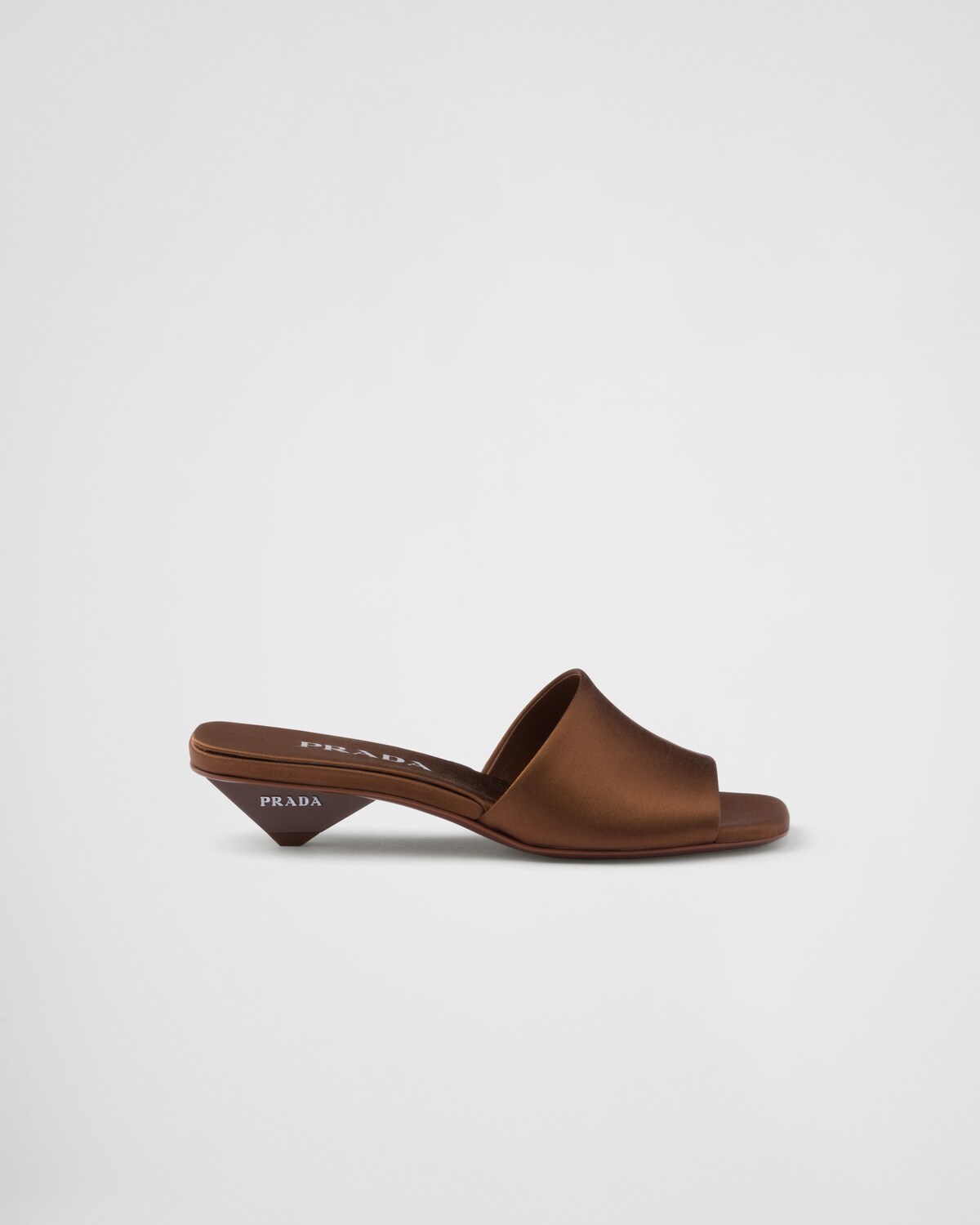 Tobacco Satin Slides | PRADA