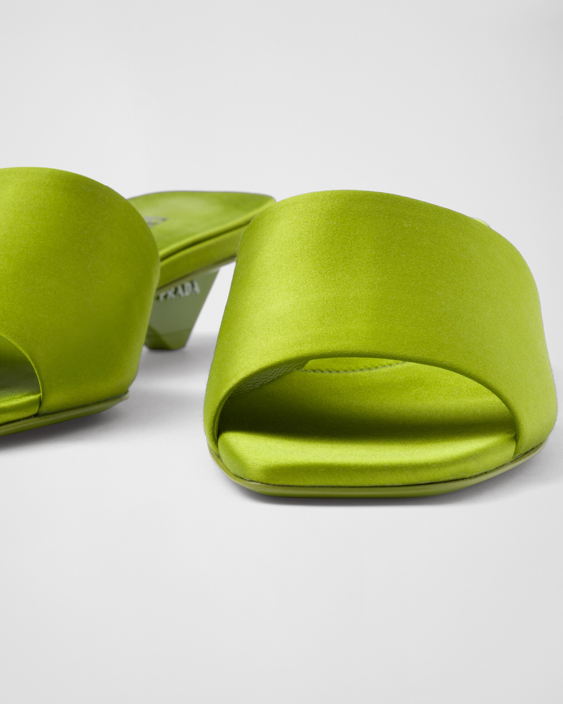 Fern Green Satin Slides | PRADA