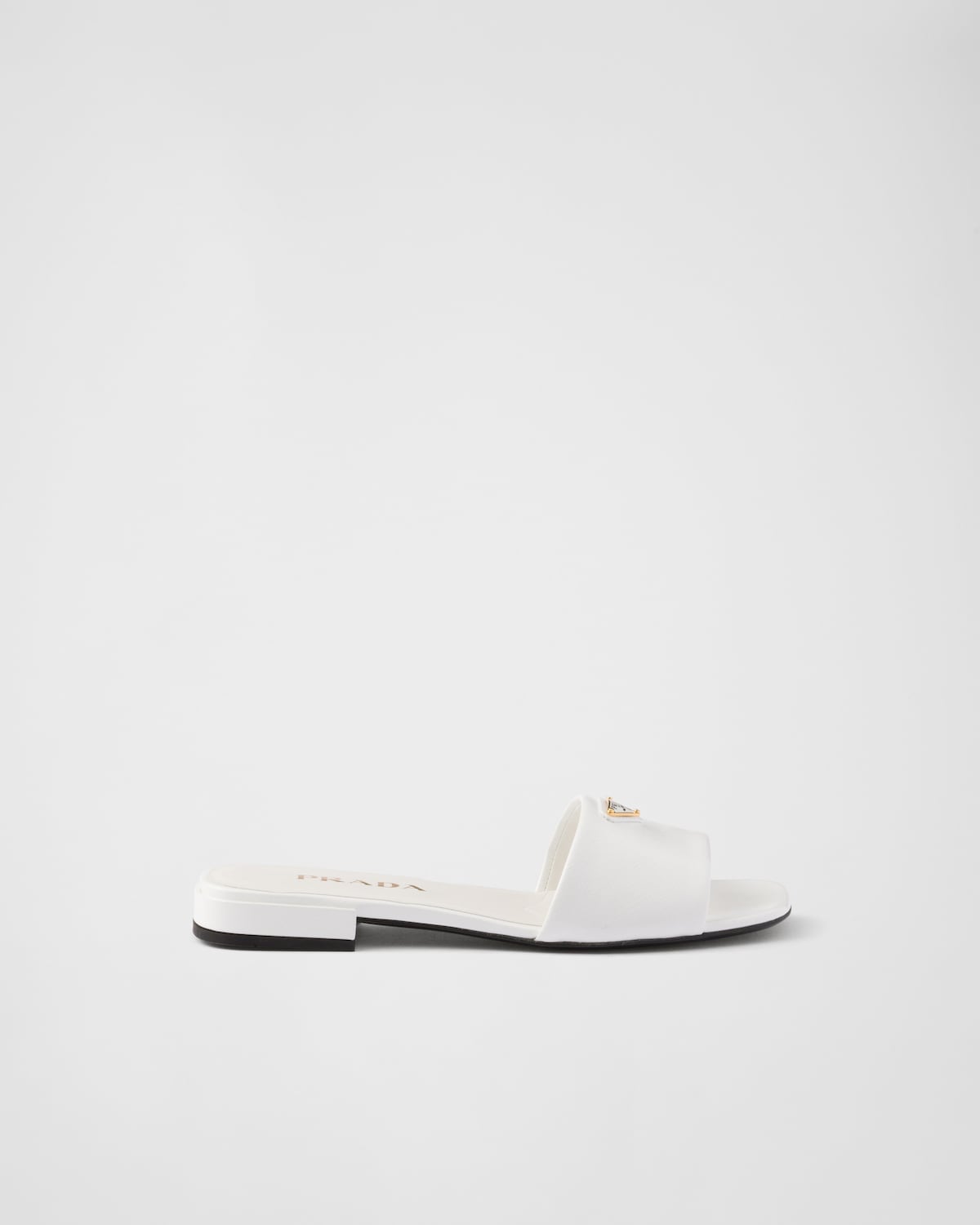 White Saffiano Patent Leather Slides | PRADA