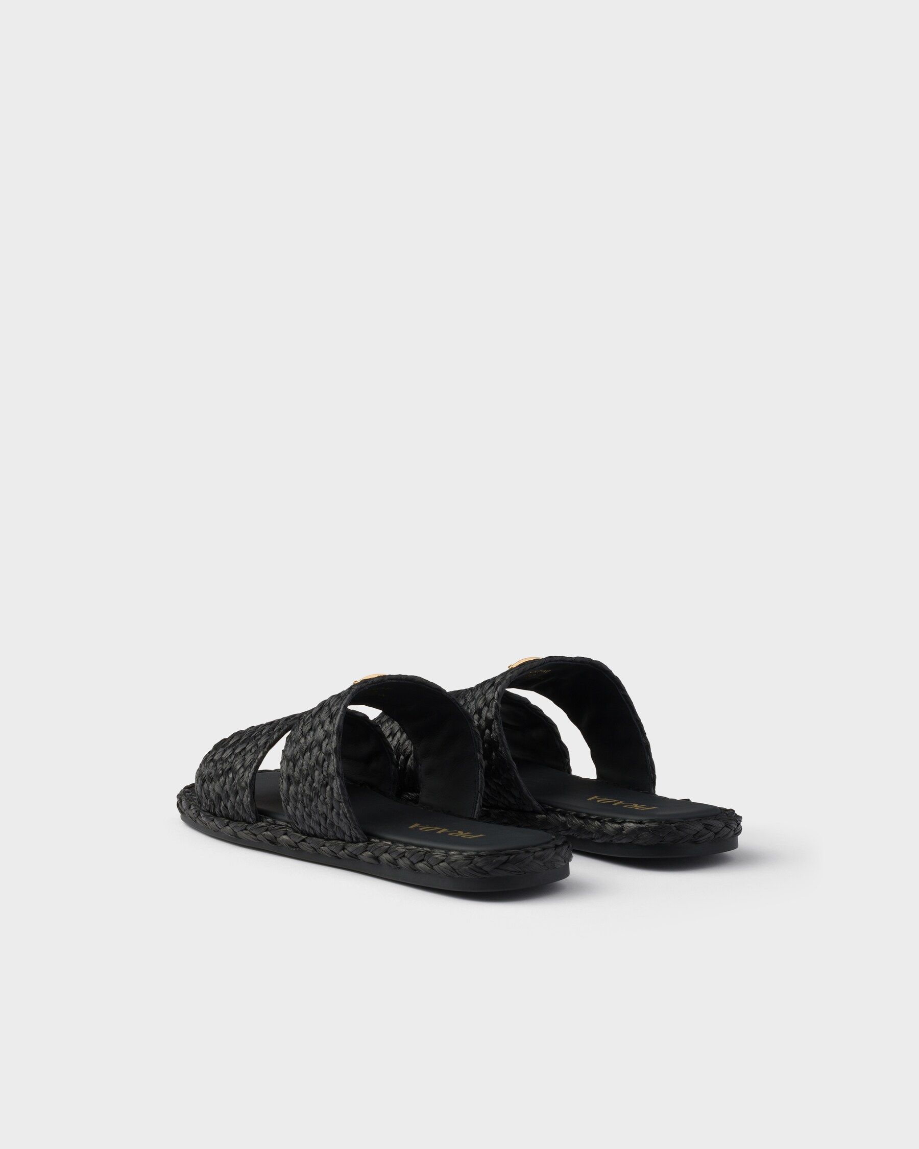 Black Raffia Slides | PRADA