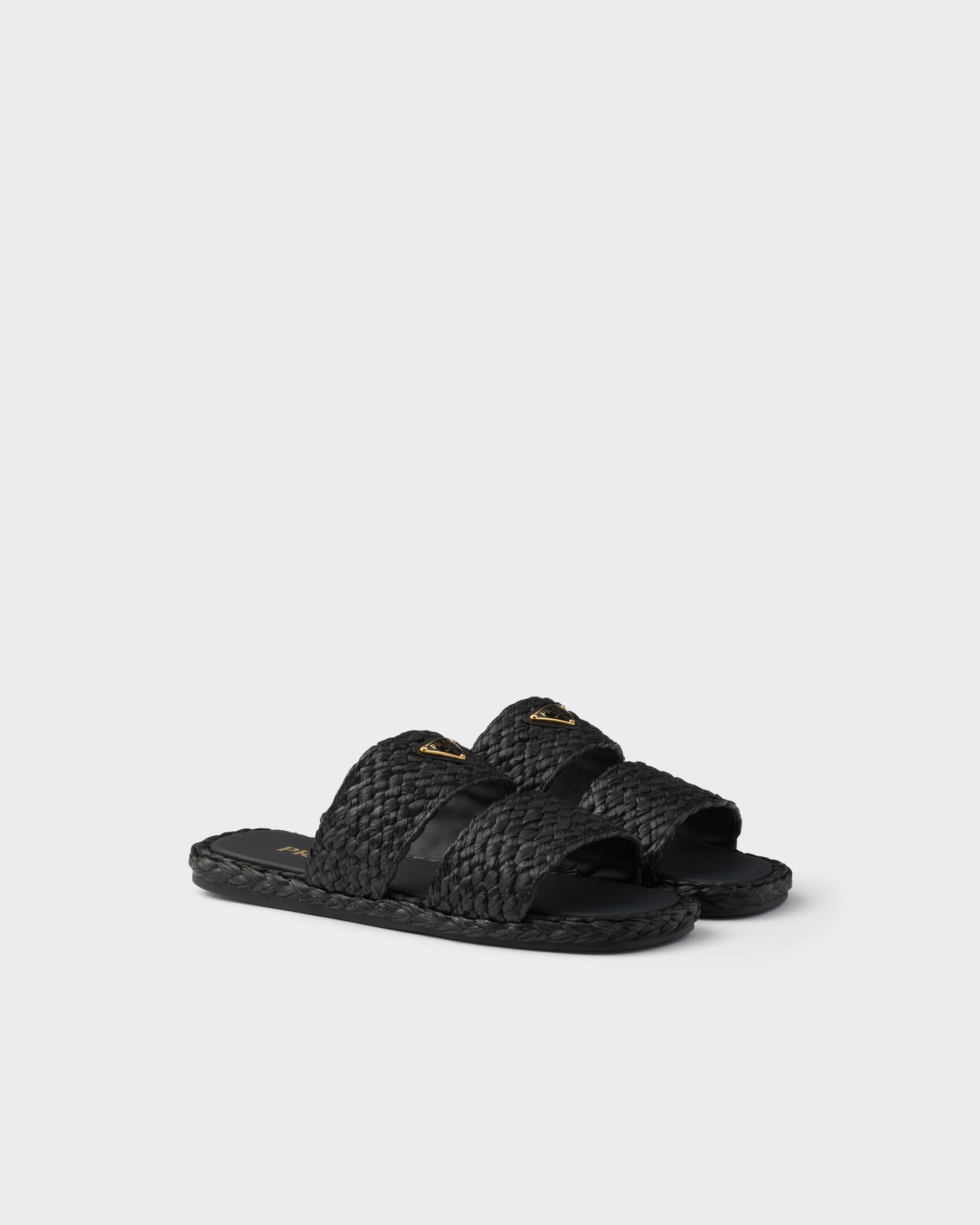 Black Raffia Slides | PRADA