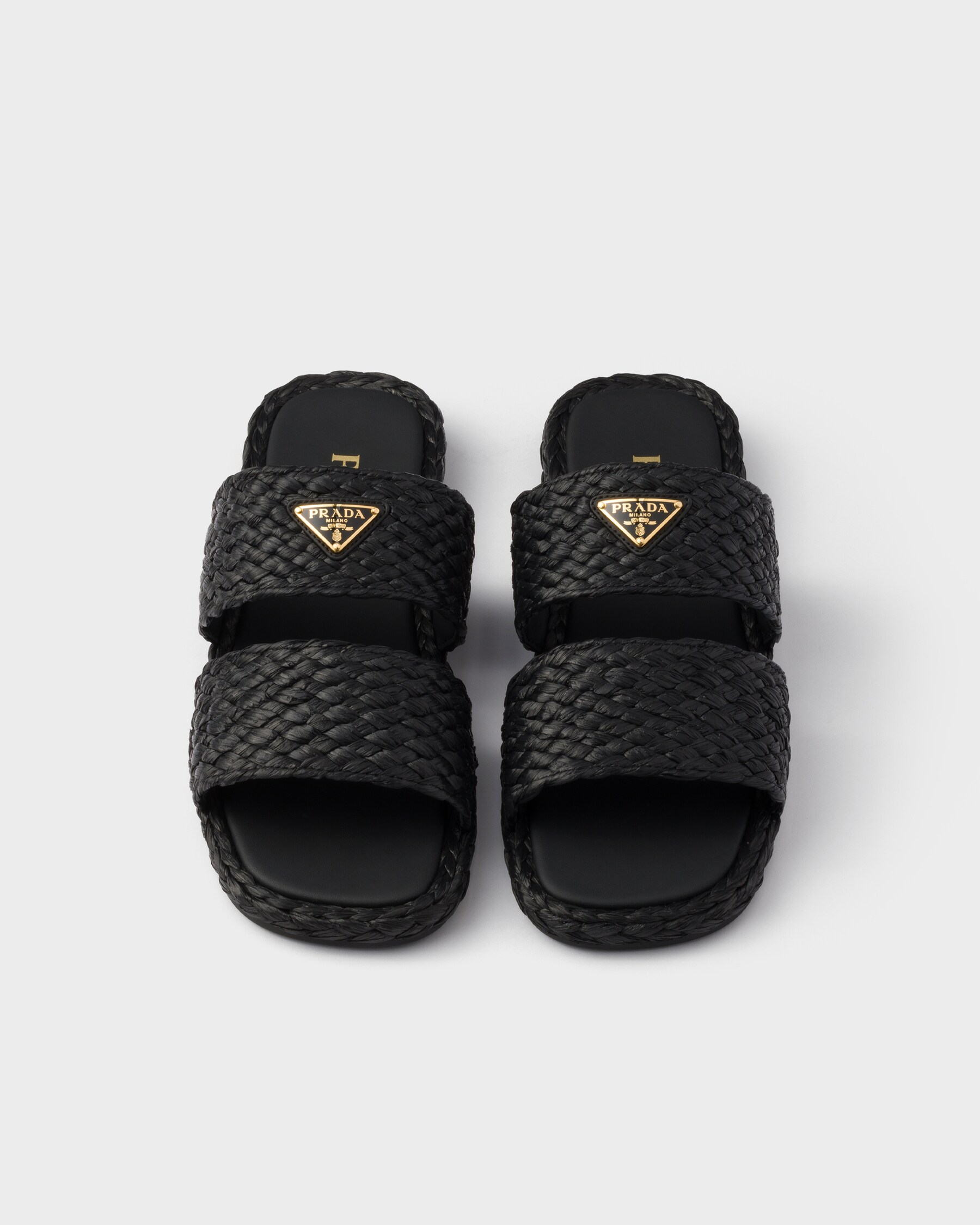 Black Raffia Slides | PRADA
