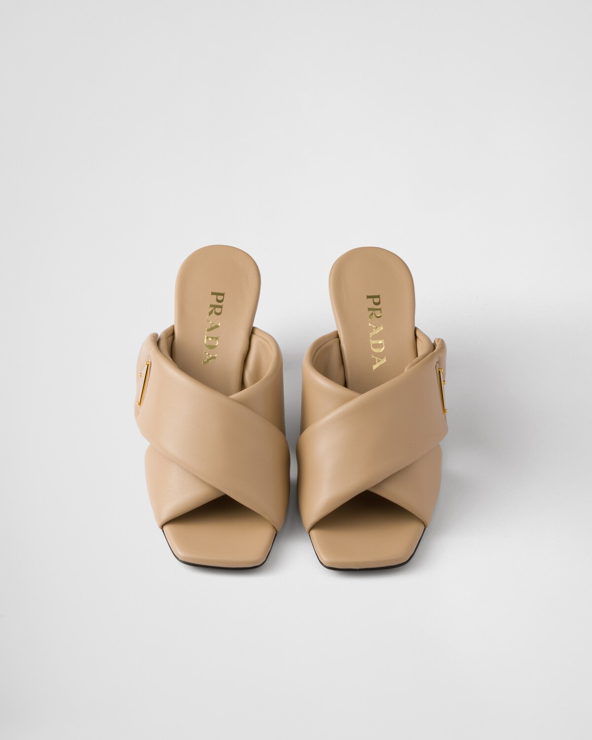Sand Beige Padded Nappa Leather Sandals | PRADA