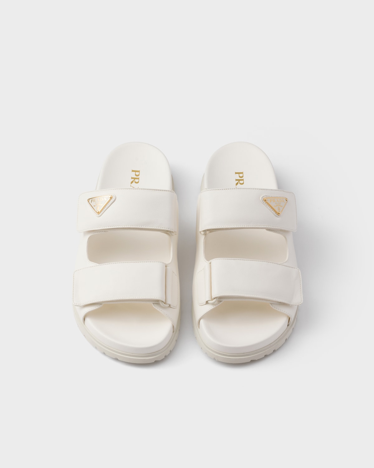Ivory Nappa Leather Slides | PRADA