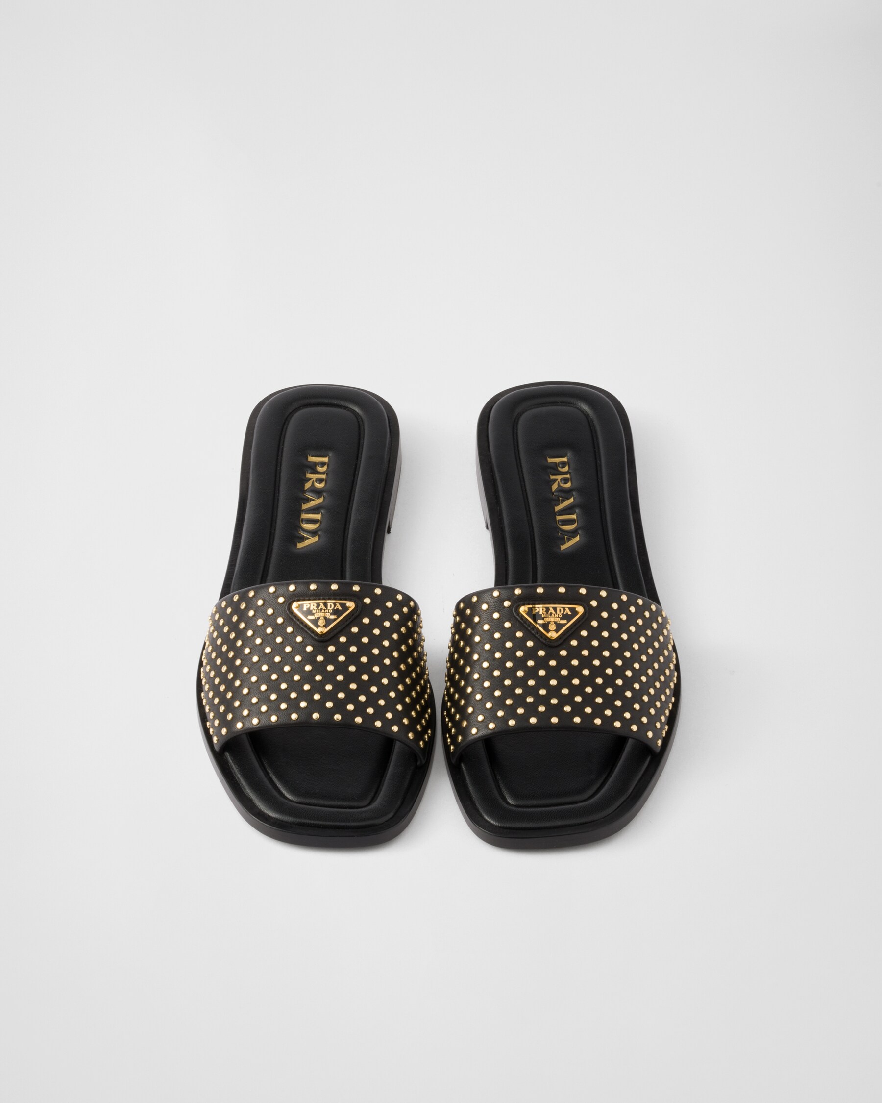 Black Nappa Leather Slides With Studs | PRADA