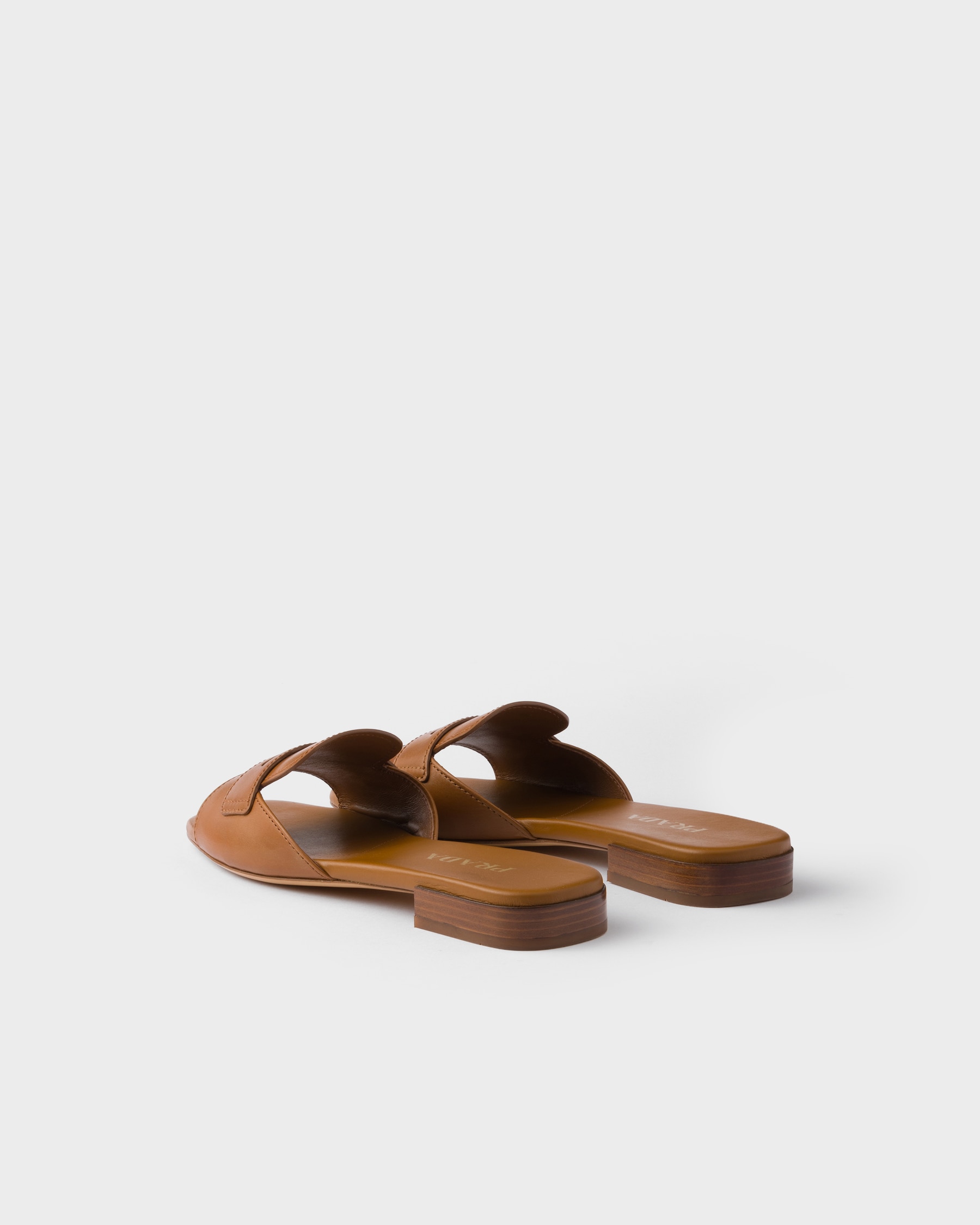 Light Tan Leather Slides | PRADA
