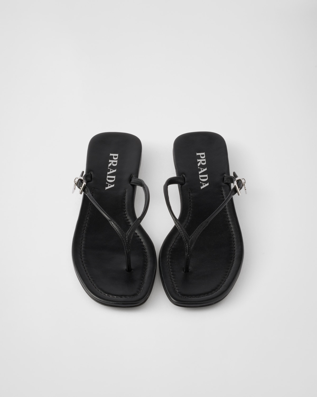 Black Leather Thong Sandals | PRADA