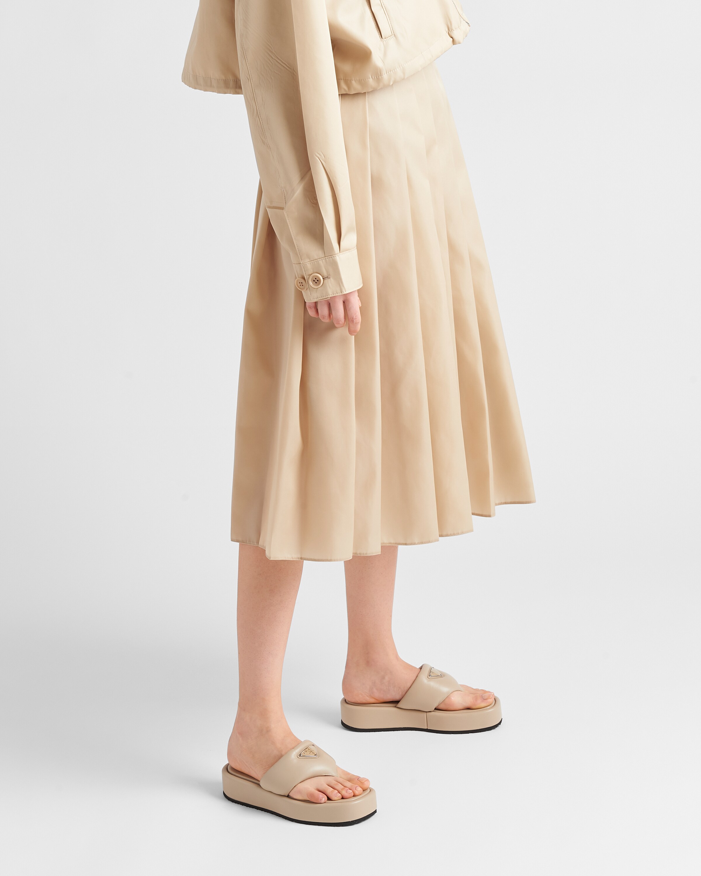 Desert Beige Prada Soft padded nappa leather thong wedge sandals | Prada