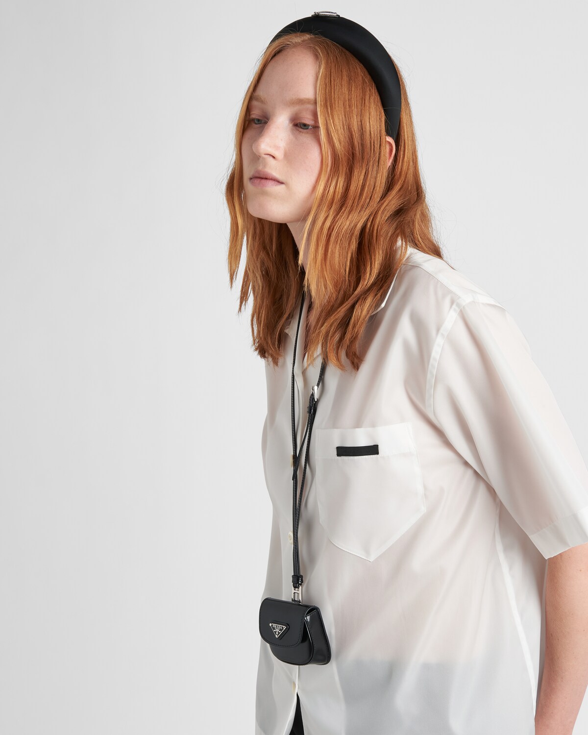 ที่เก็บหูฟัง Brushed-leather Headphone Case ดำ | PRADA