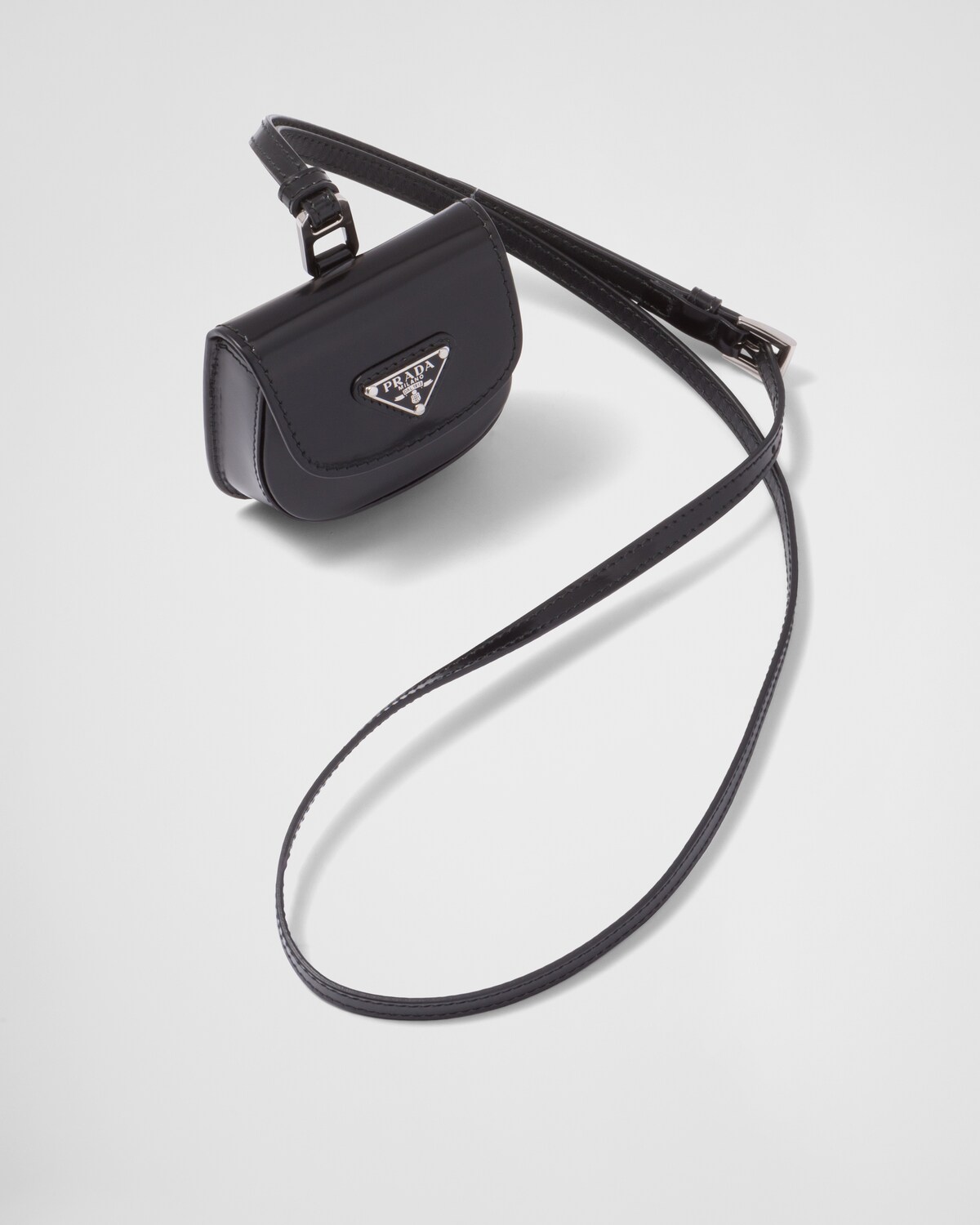 Black Brushed-leather Headphone Case | PRADA