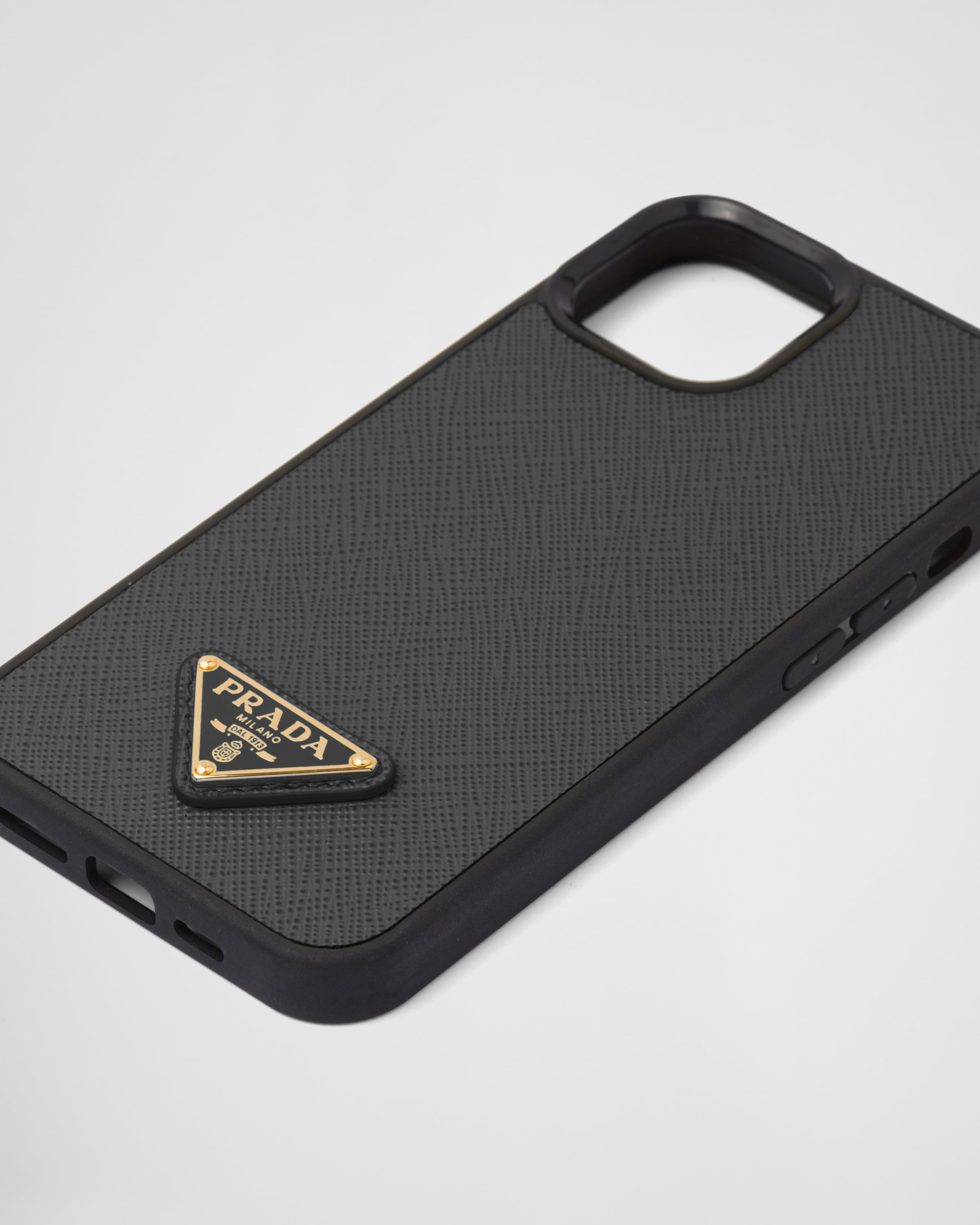 Black Saffiano leather iPhone 13 cover | Prada