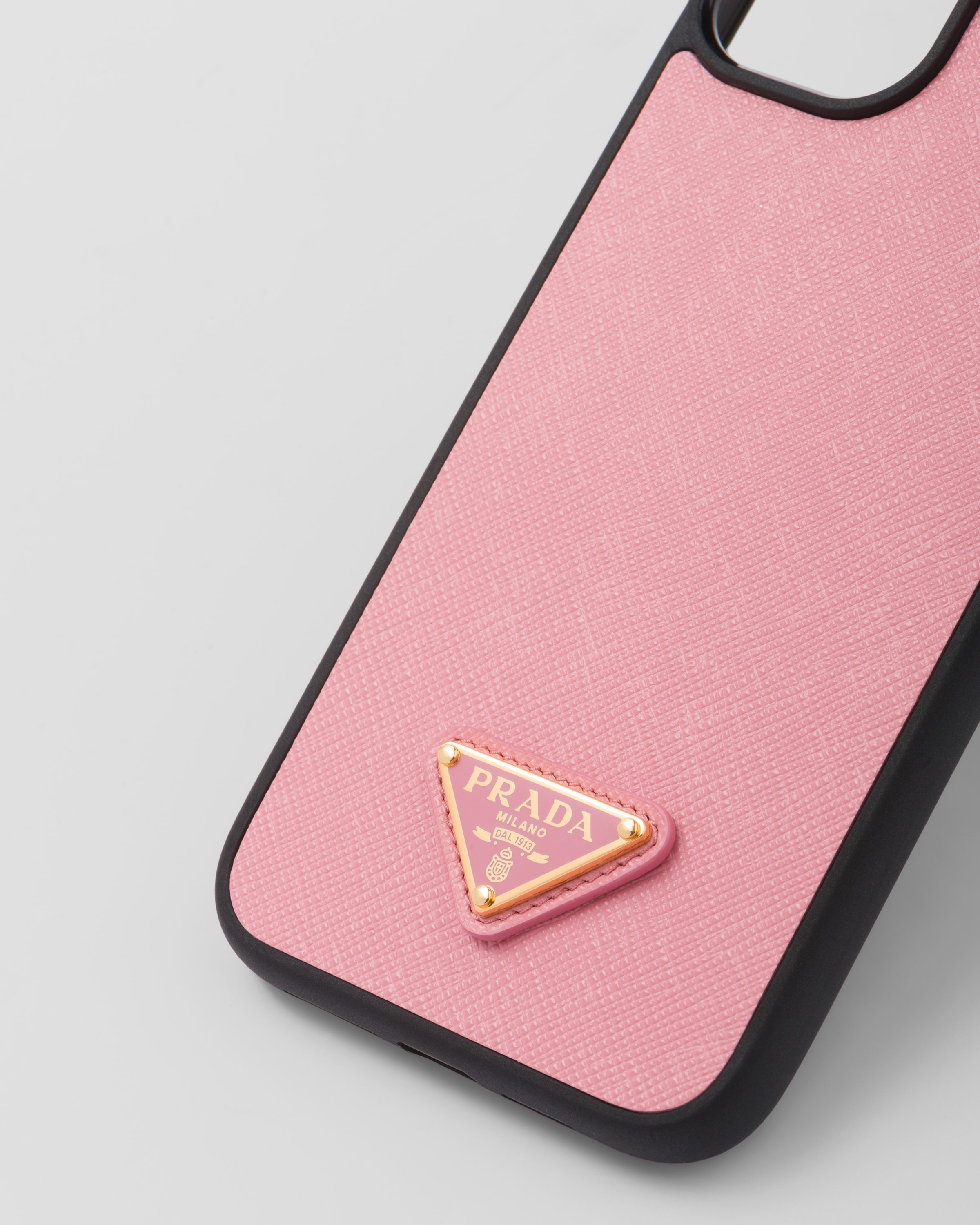 Petal Pink Saffiano leather cover for iPhone 14 Plus | Prada