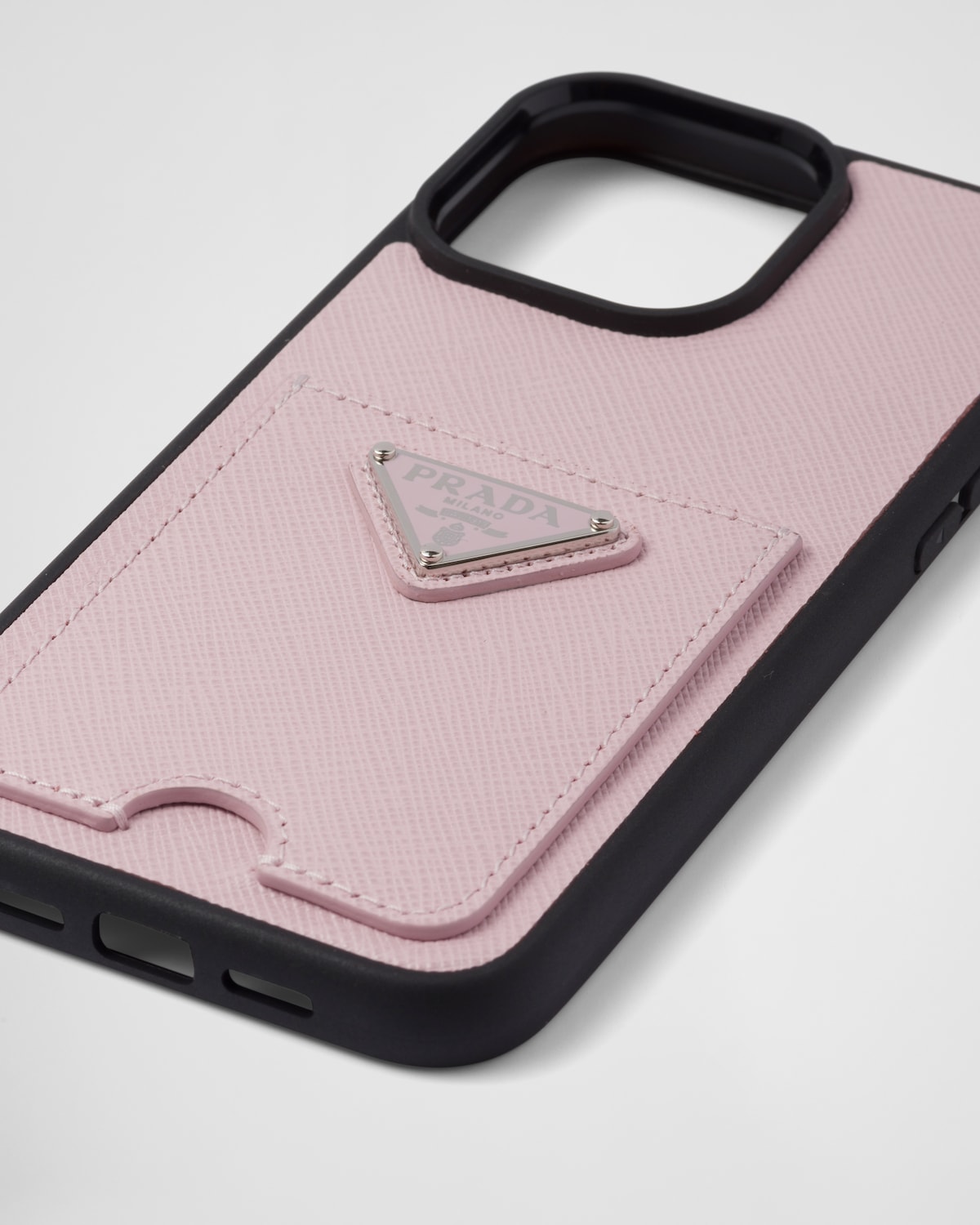 Alabaster Saffiano Leather Cover For Iphone 14 Pro Max | PRADA