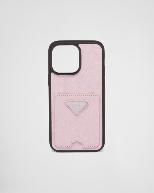 Alabaster Saffiano leather cover for iPhone 14 Pro Max | Prada