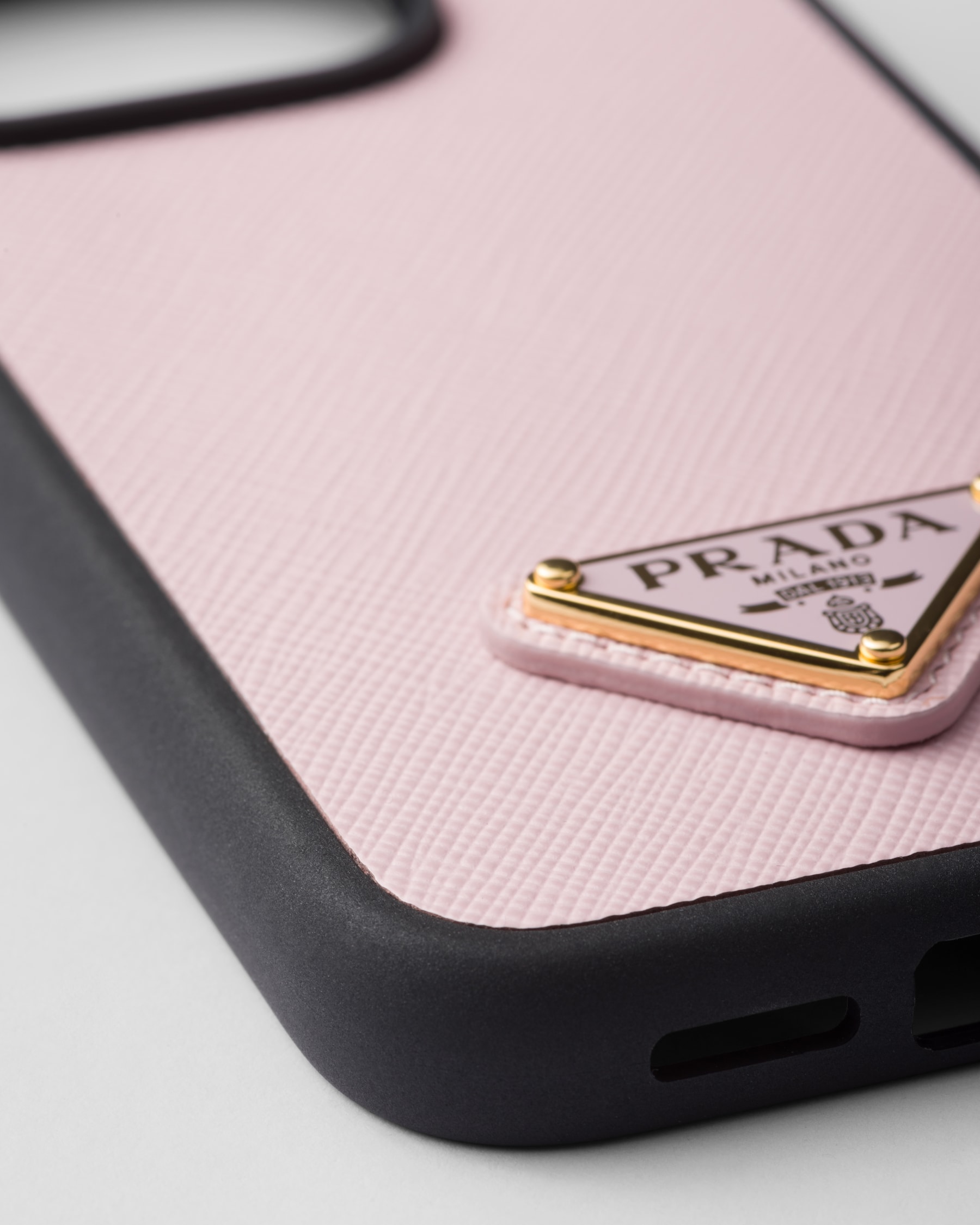 Alabaster Pink Saffiano Leather Cover For Iphone 15 Pro | PRADA