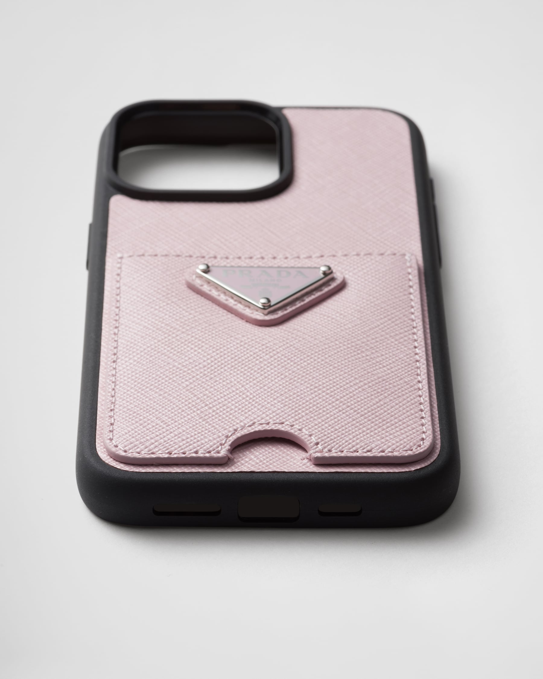 Alabaster Saffiano Leather Cover For Iphone 15 Pro Max | PRADA