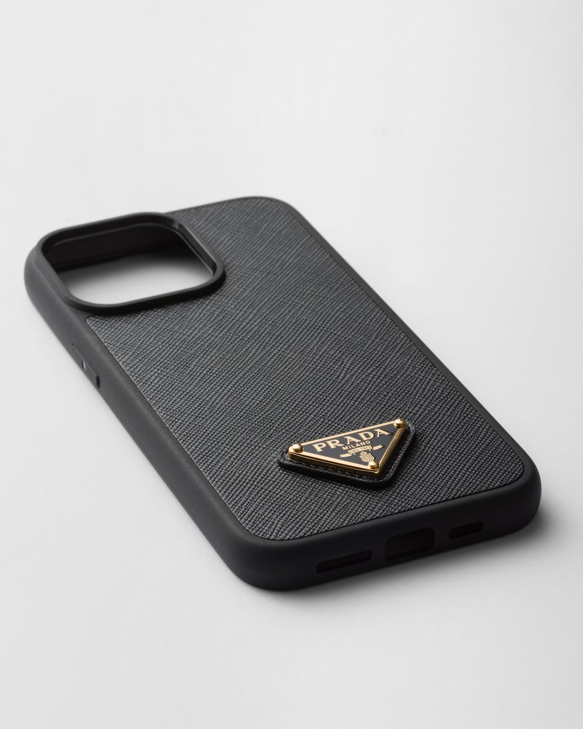 Black Saffiano Leather Cover For Iphone 15 Pro Max | PRADA