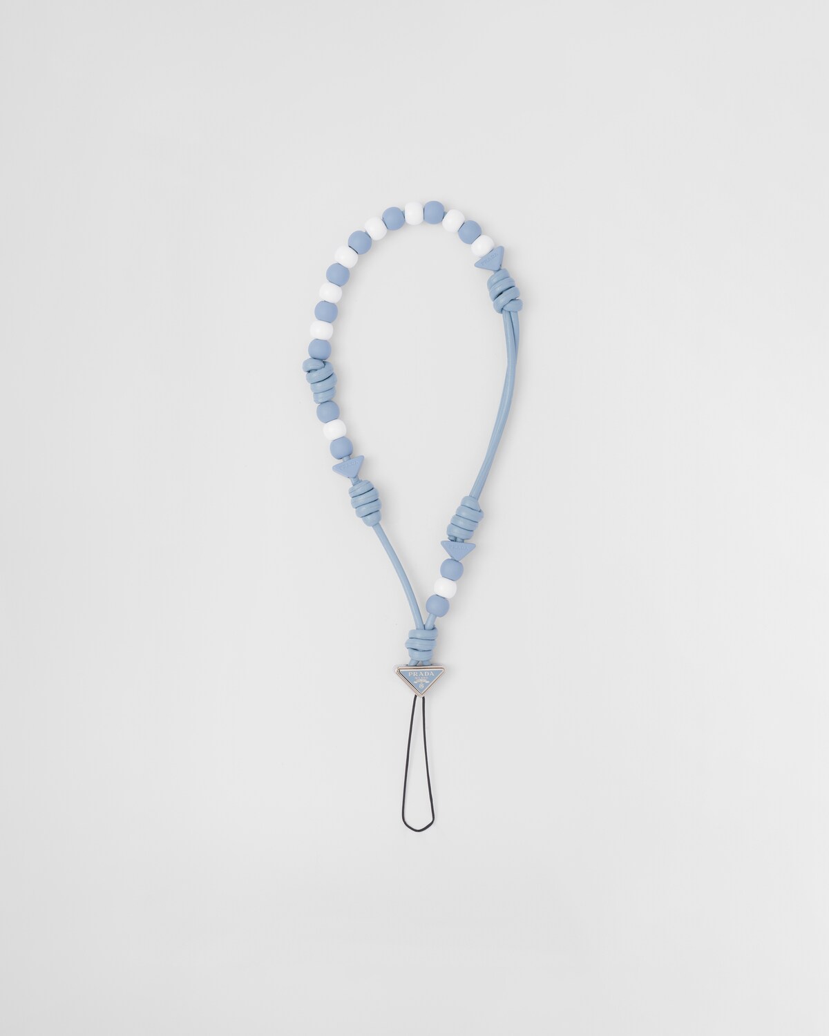 Light Blue Decorated Nappa Leather Smartphone Strap | PRADA