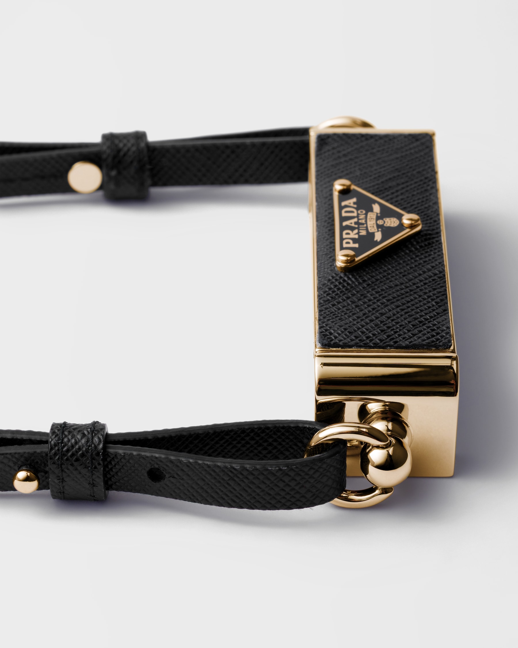 Black Metal And Saffiano Leather Smartphone Case | PRADA - United States