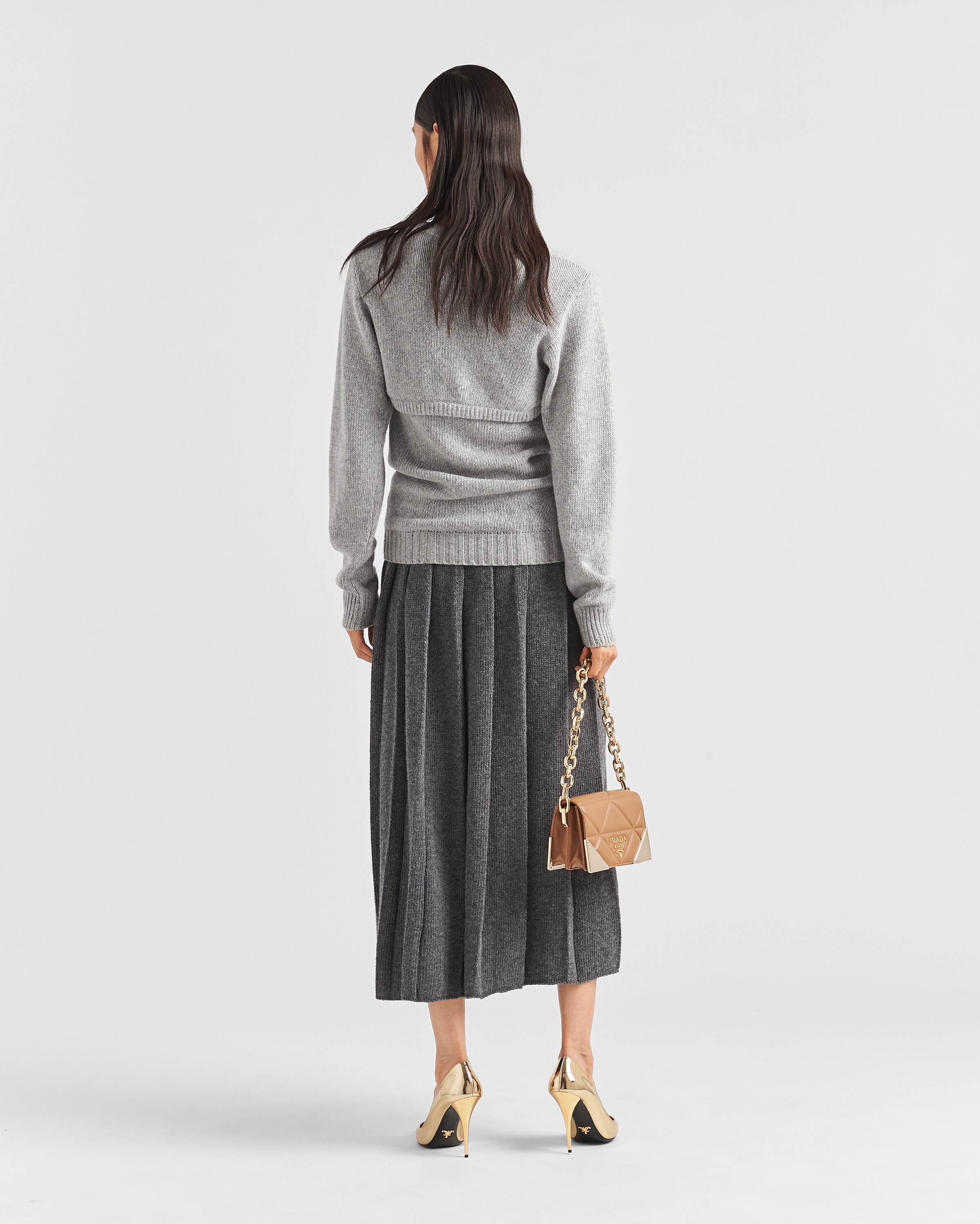 Marble Gray Wool and cashmere twinset | Prada