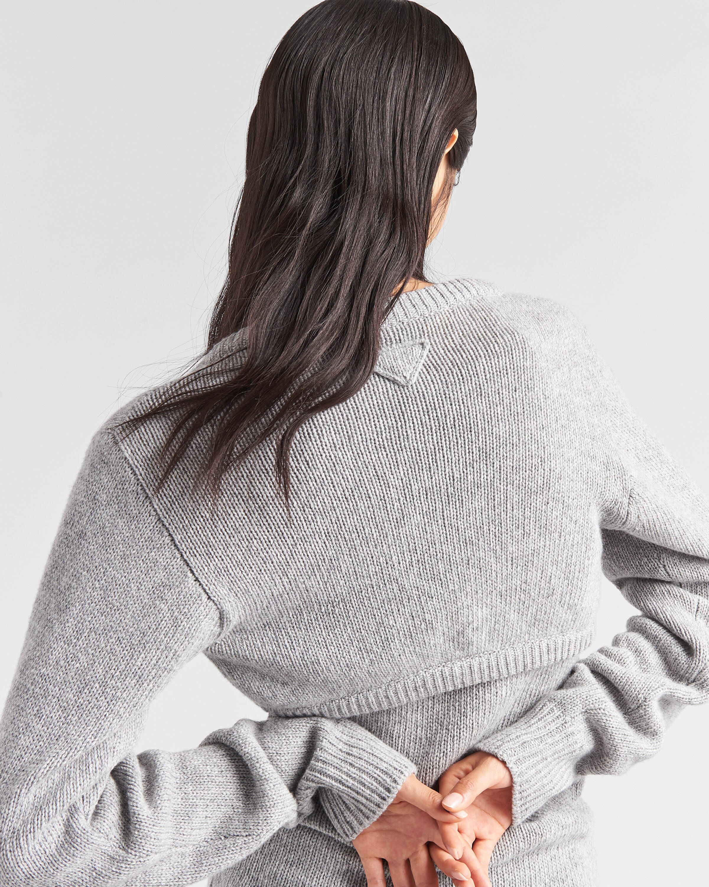 Marble Gray Wool and cashmere twinset | Prada