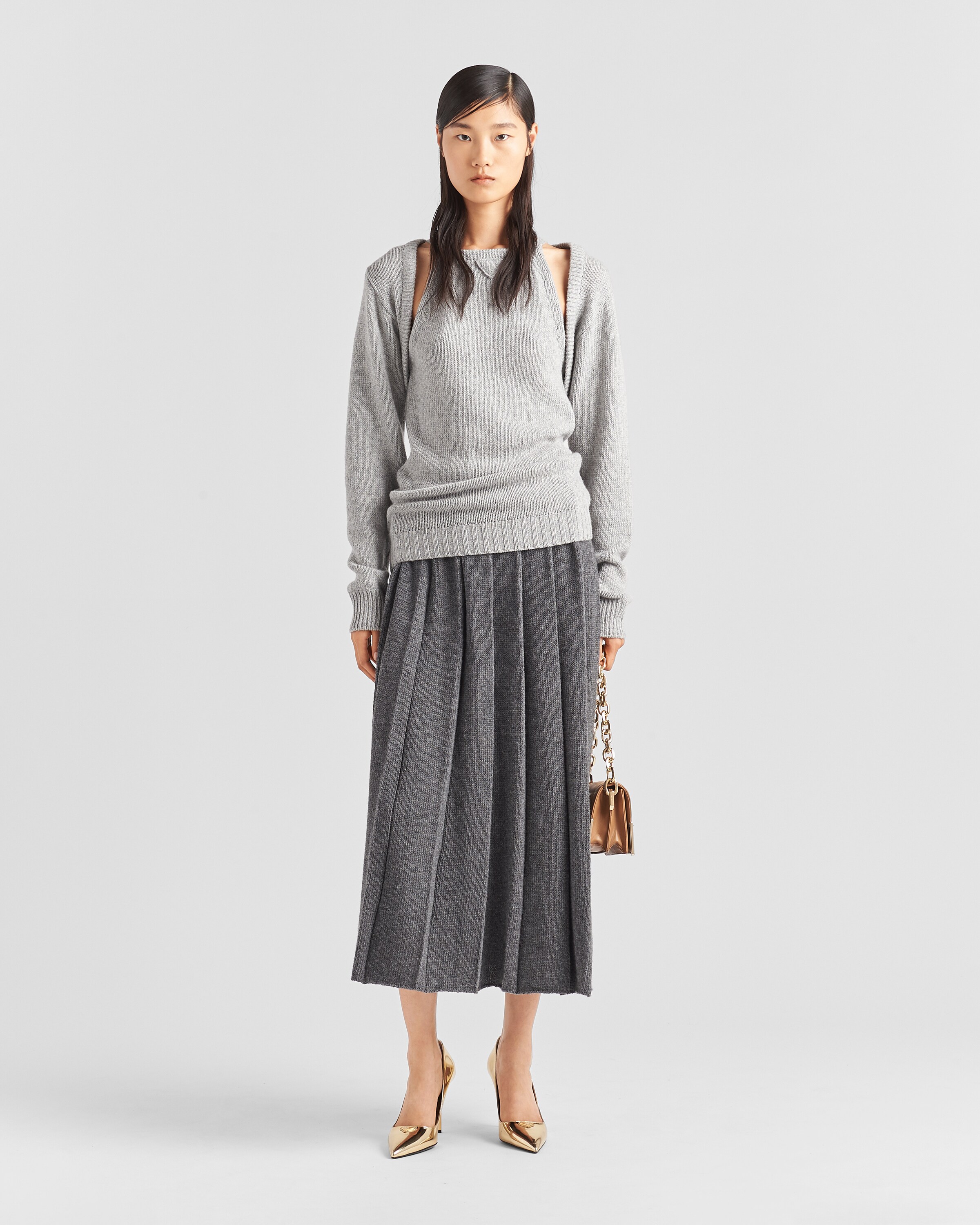 Marble Gray Wool and cashmere twinset | Prada