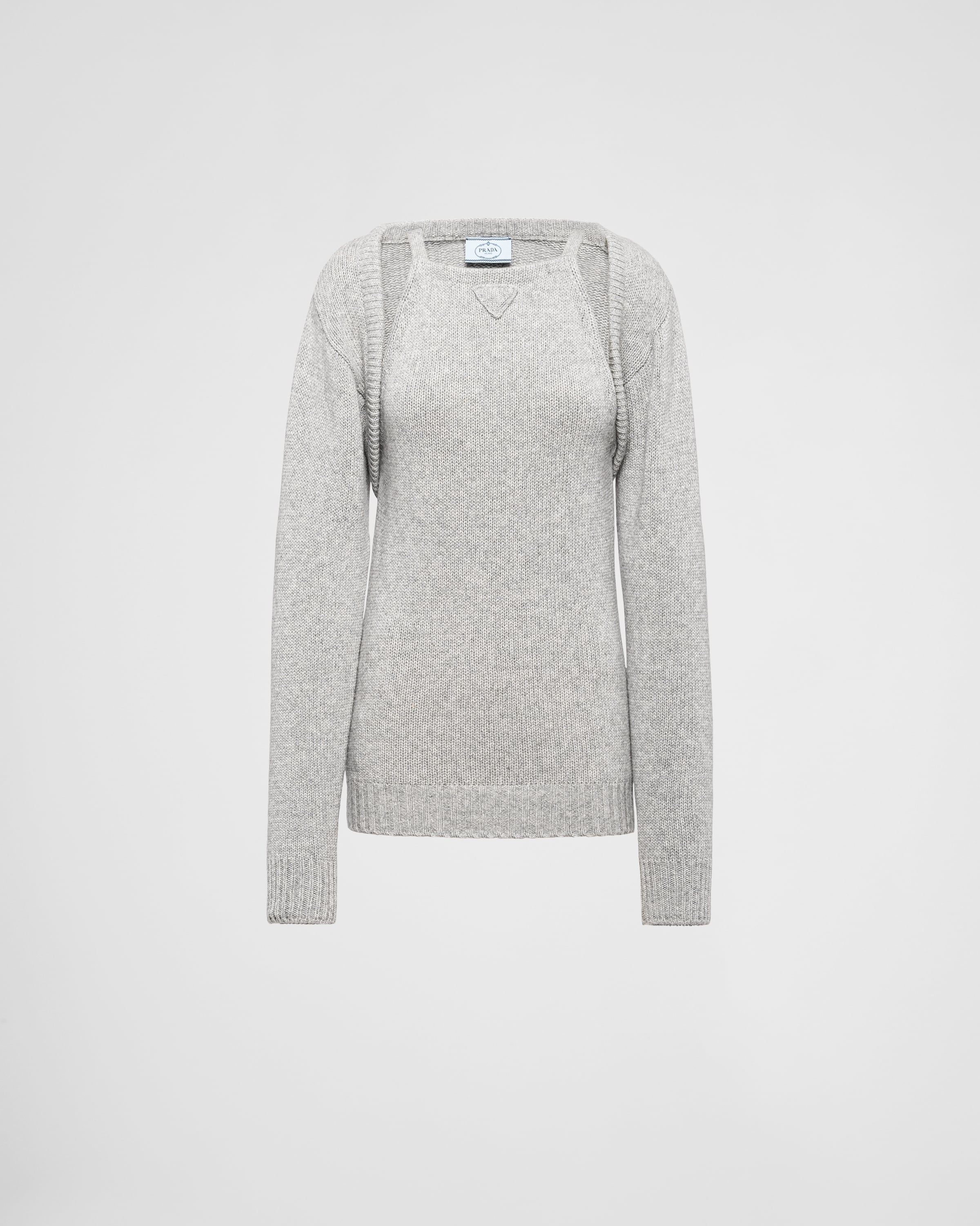 Marble Gray Wool and cashmere twinset | Prada