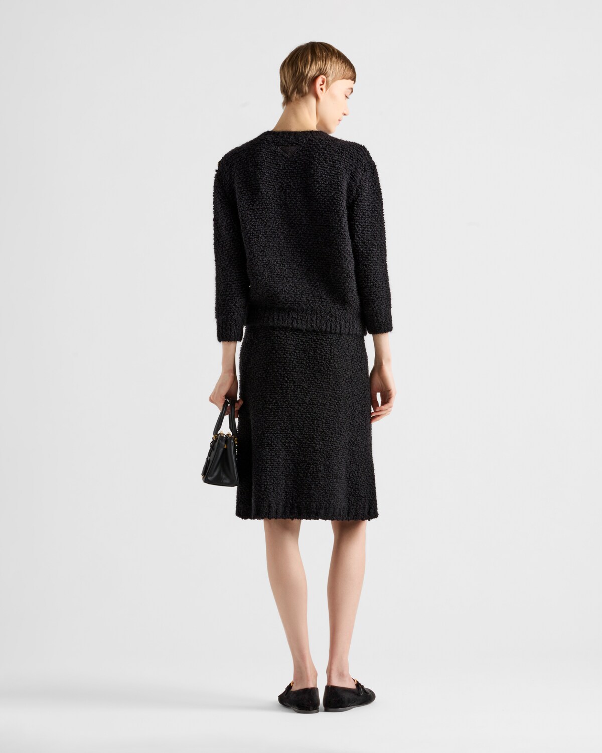 Black Bouclé Mohair Knit Skirt | PRADA