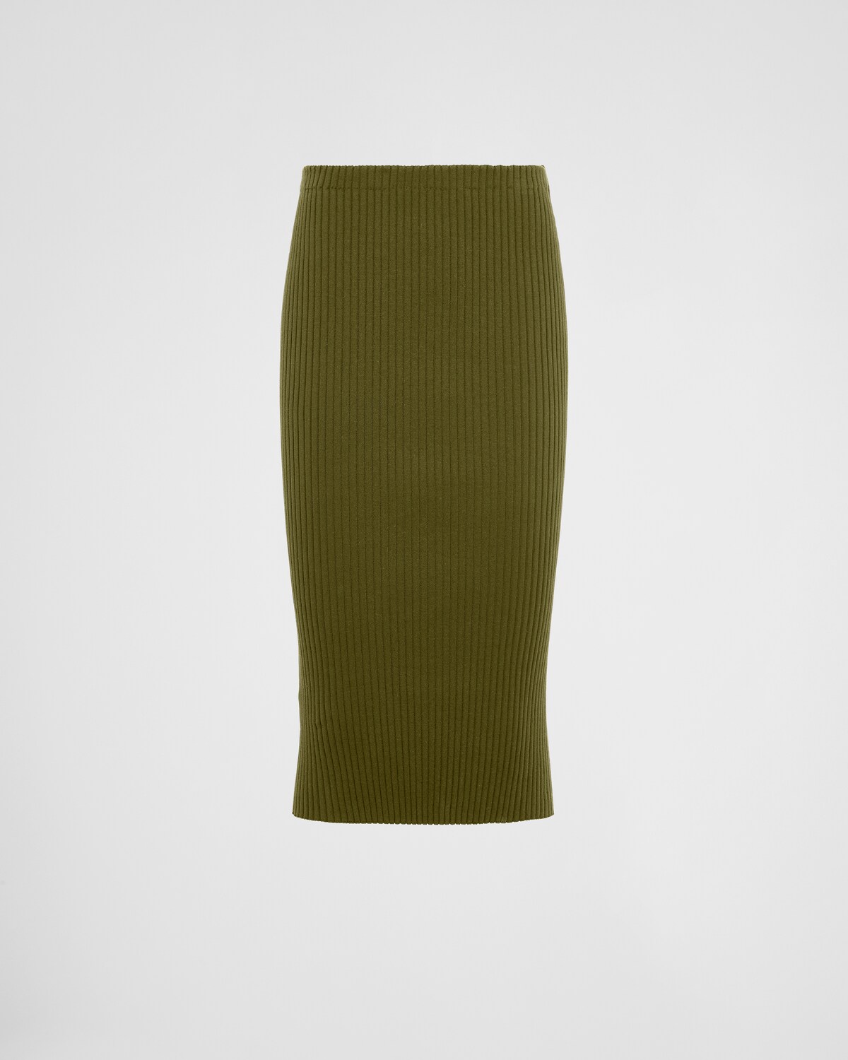 Loden Green Ribbed Knit Cotton Skirt | PRADA