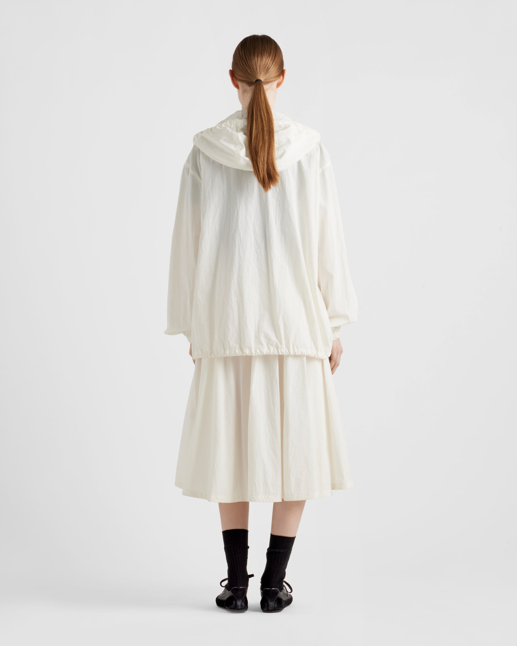 Ivory Technical Pongé Skirt | PRADA