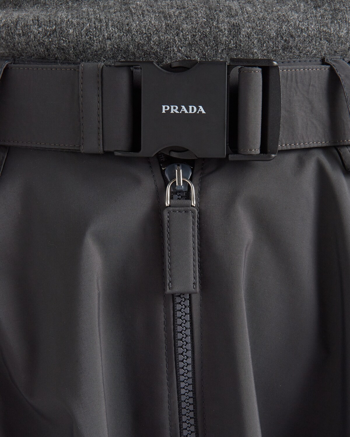 Smoky Gray Technical Fabric Midi-skirt | PRADA