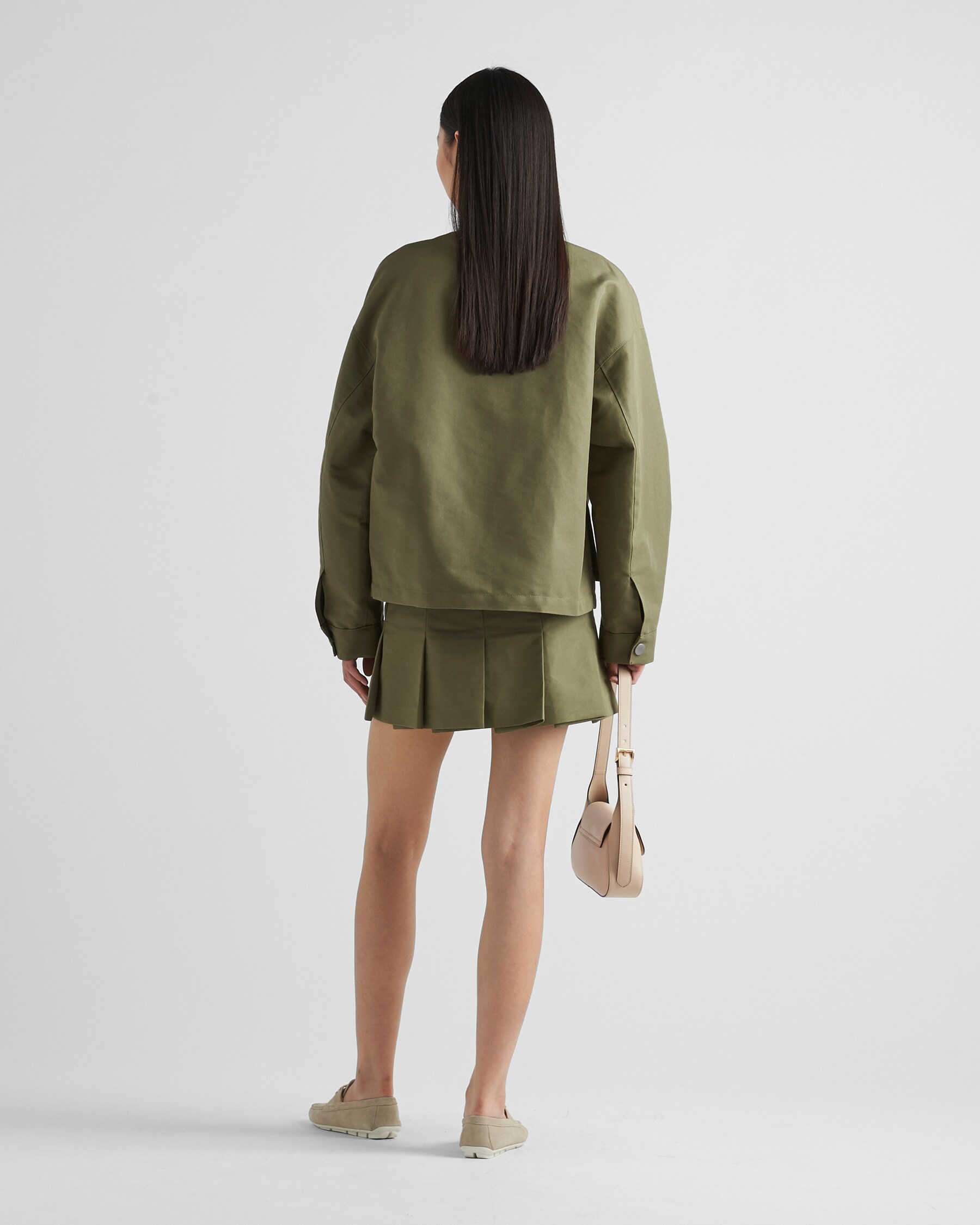 Military Green Technical Canvas Miniskirt | PRADA
