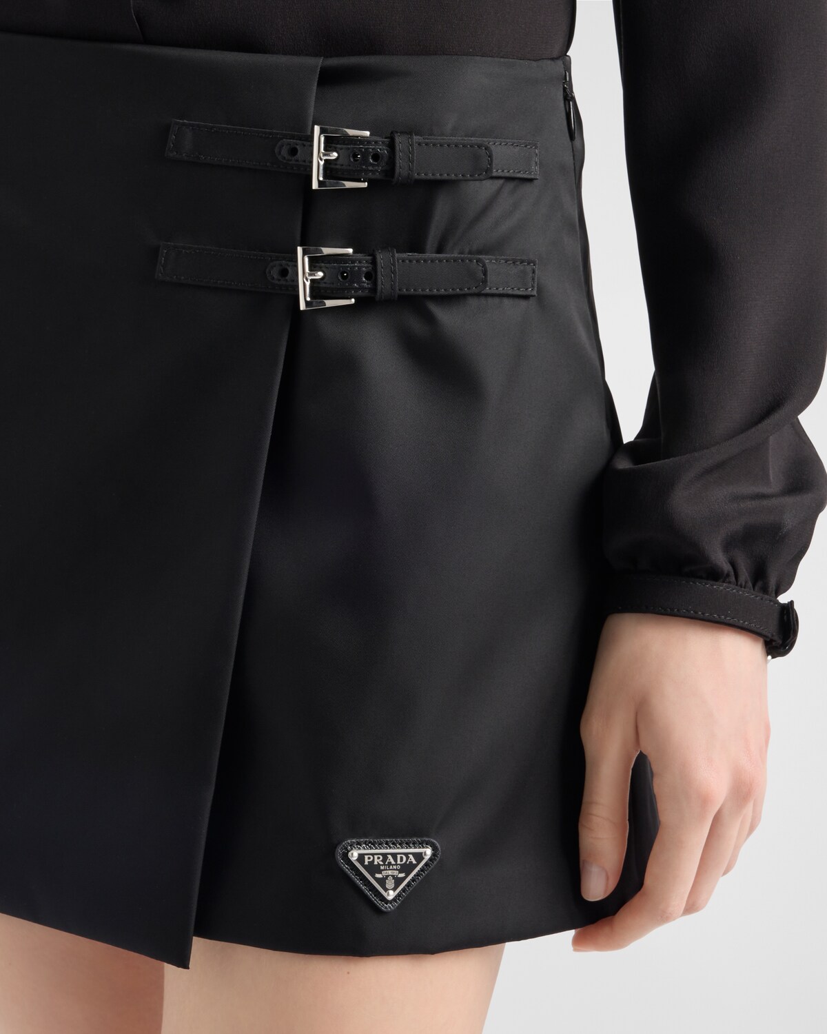 Black Re-nylon Wraparound Skirt | PRADA