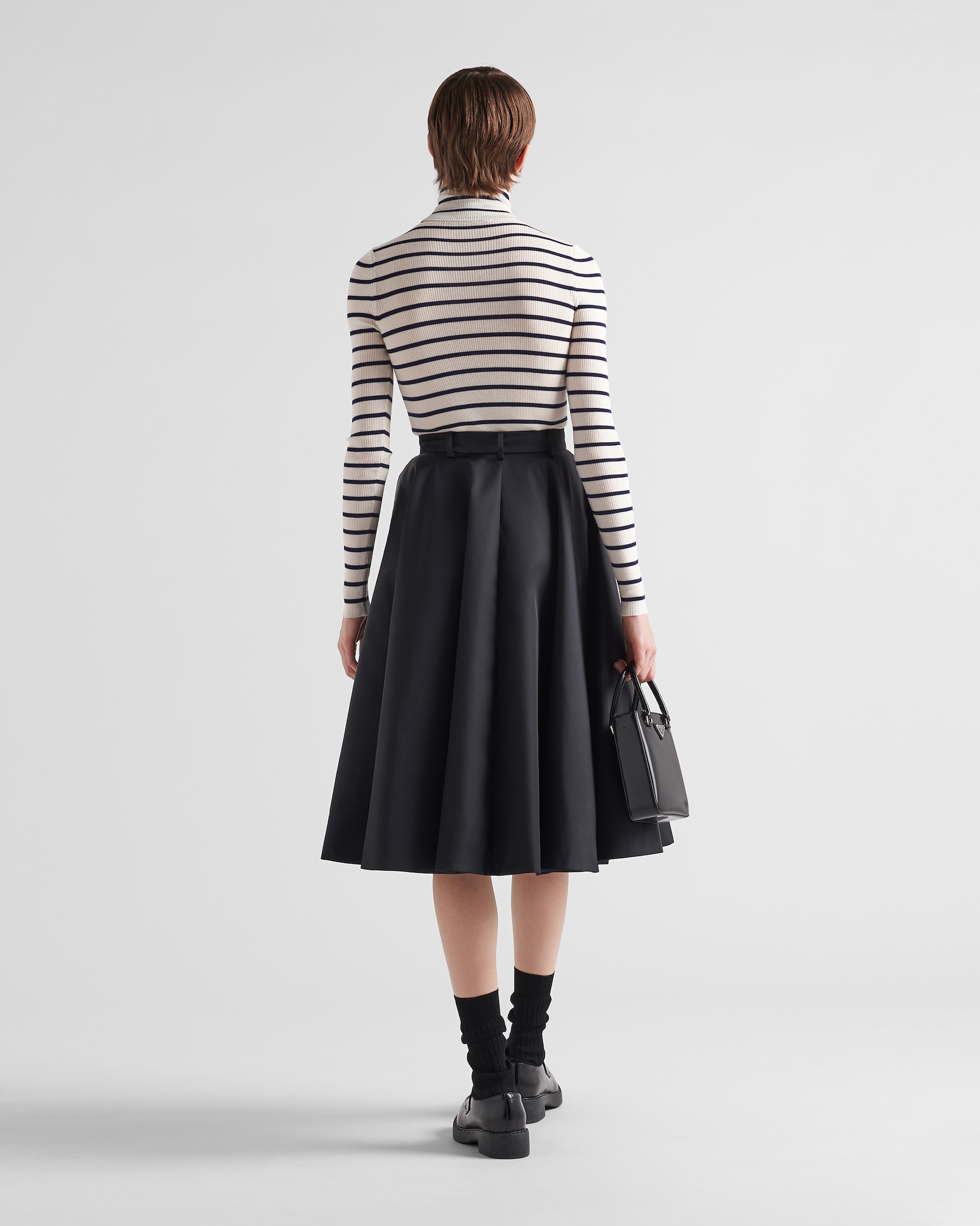 Black Re-nylon Pleated Skirt | PRADA