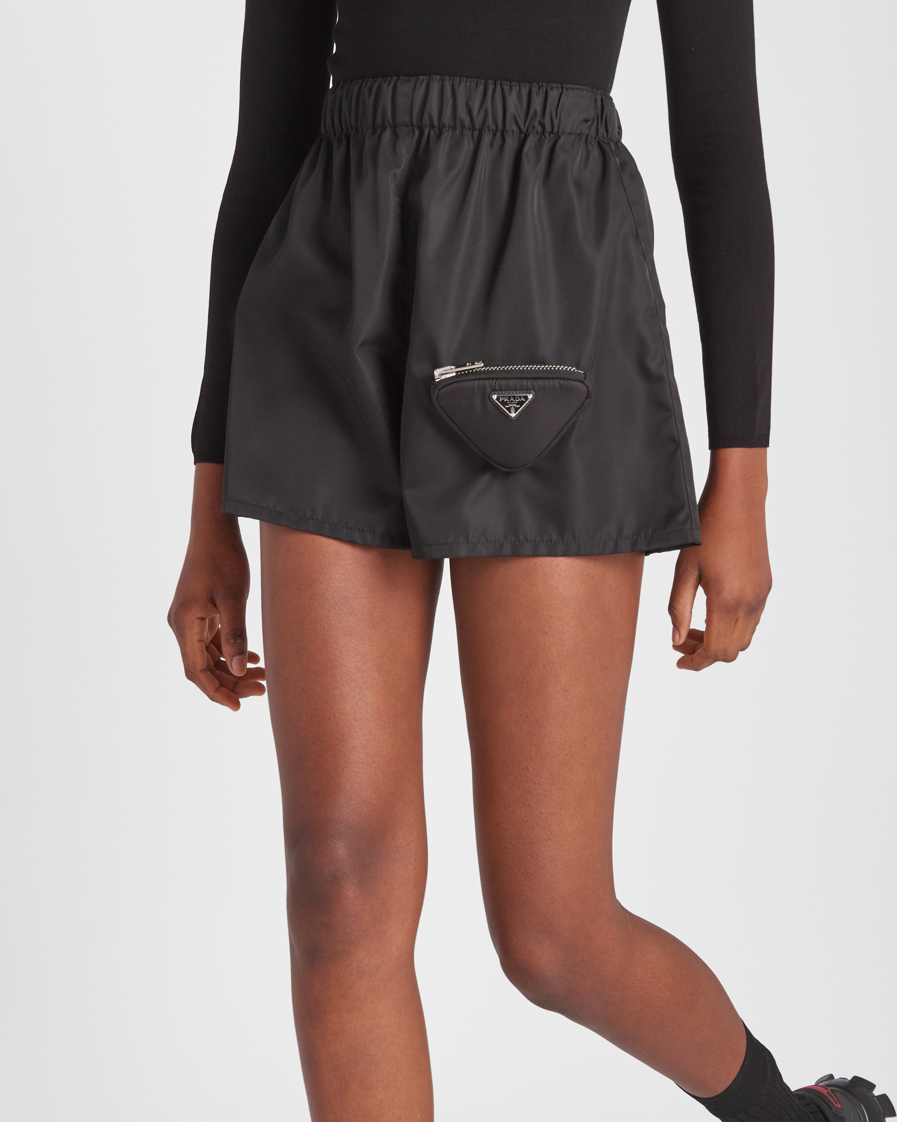 Black Re-nylon Shorts With Pouch | PRADA