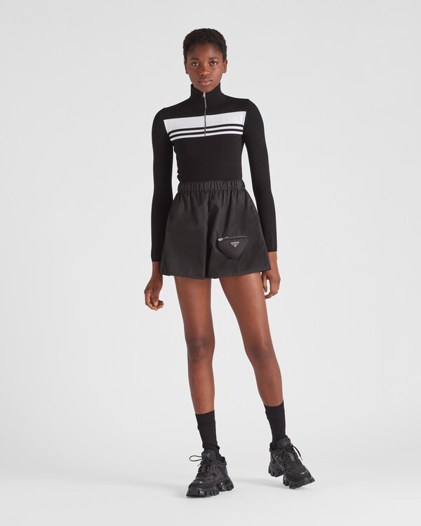 Black Re-nylon Shorts With Pouch | PRADA