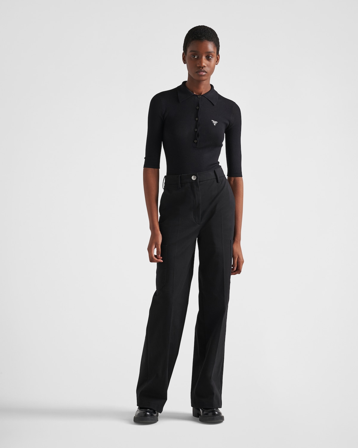 Black Stretch Gabardine Pants | PRADA