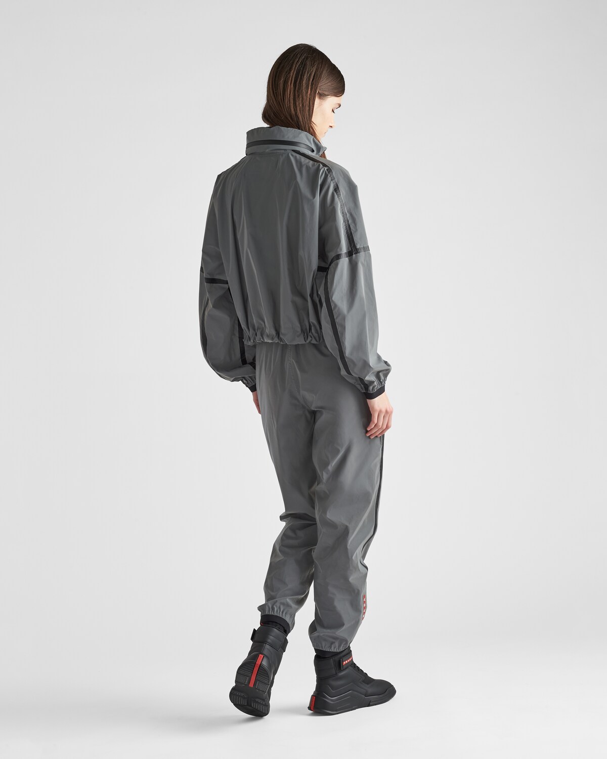 Silver Reflex Fabric Joggers | PRADA