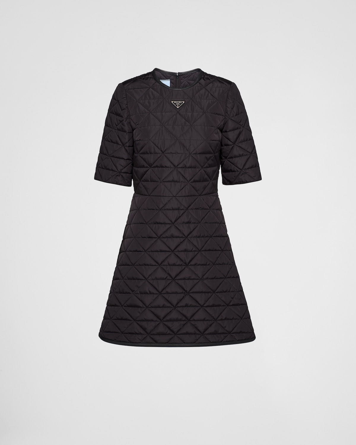 Black Short-sleeved Re-nylon Dress | PRADA