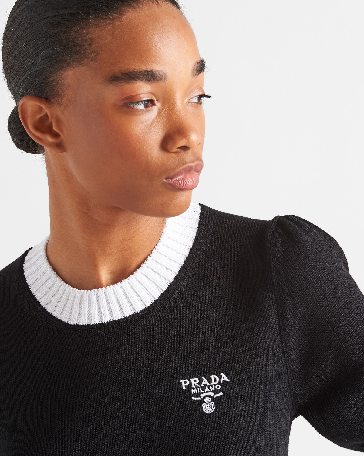 Black/white Cotton Mini-dress | PRADA