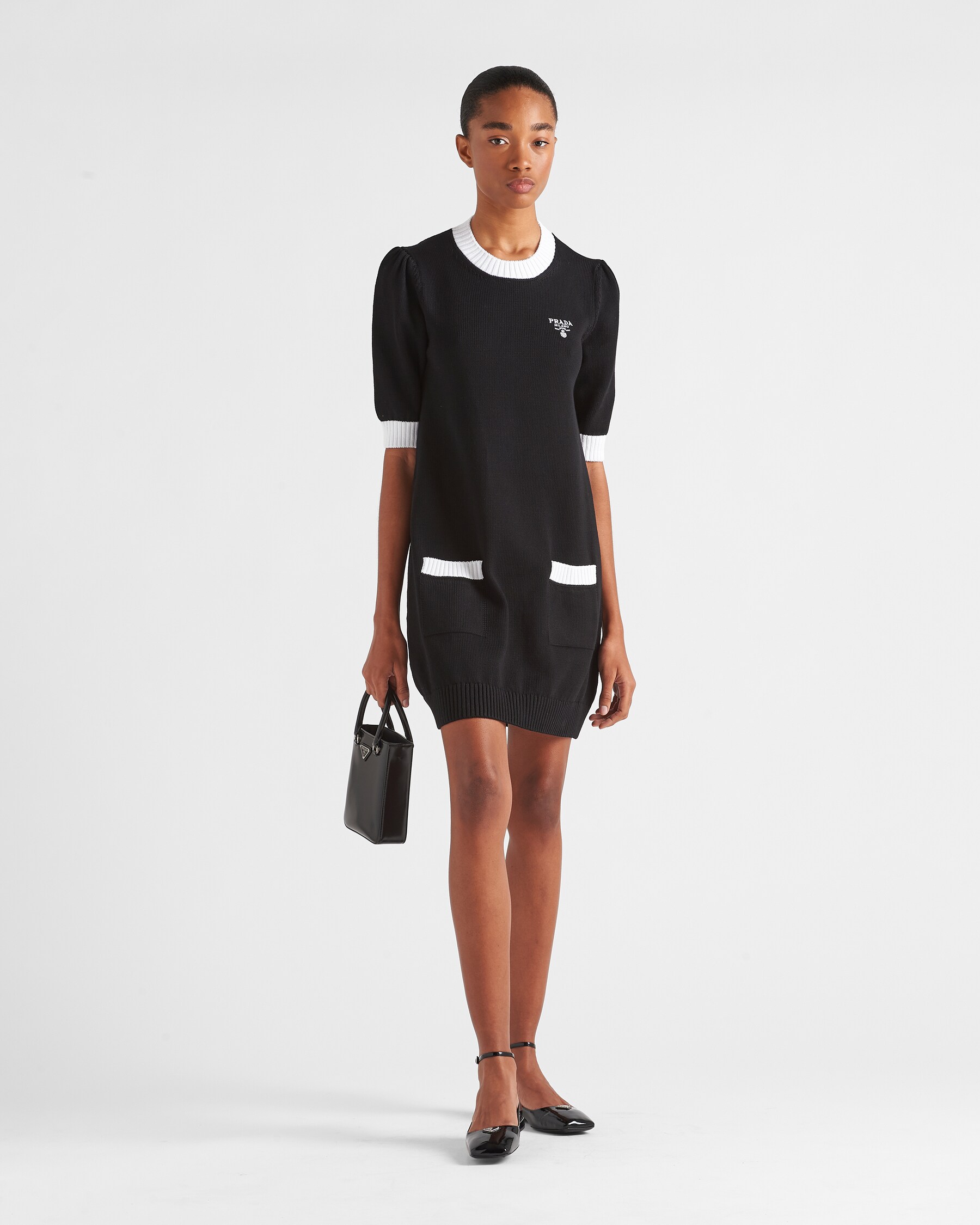 Black/white Cotton Mini-dress | PRADA